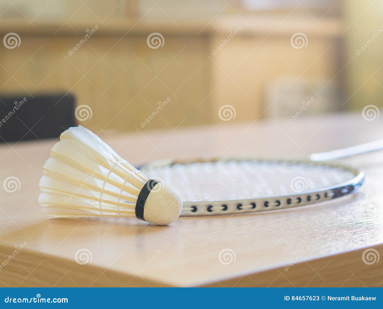 Shuttlecocks and Badminton Racket. Stock Image - Image of player ...