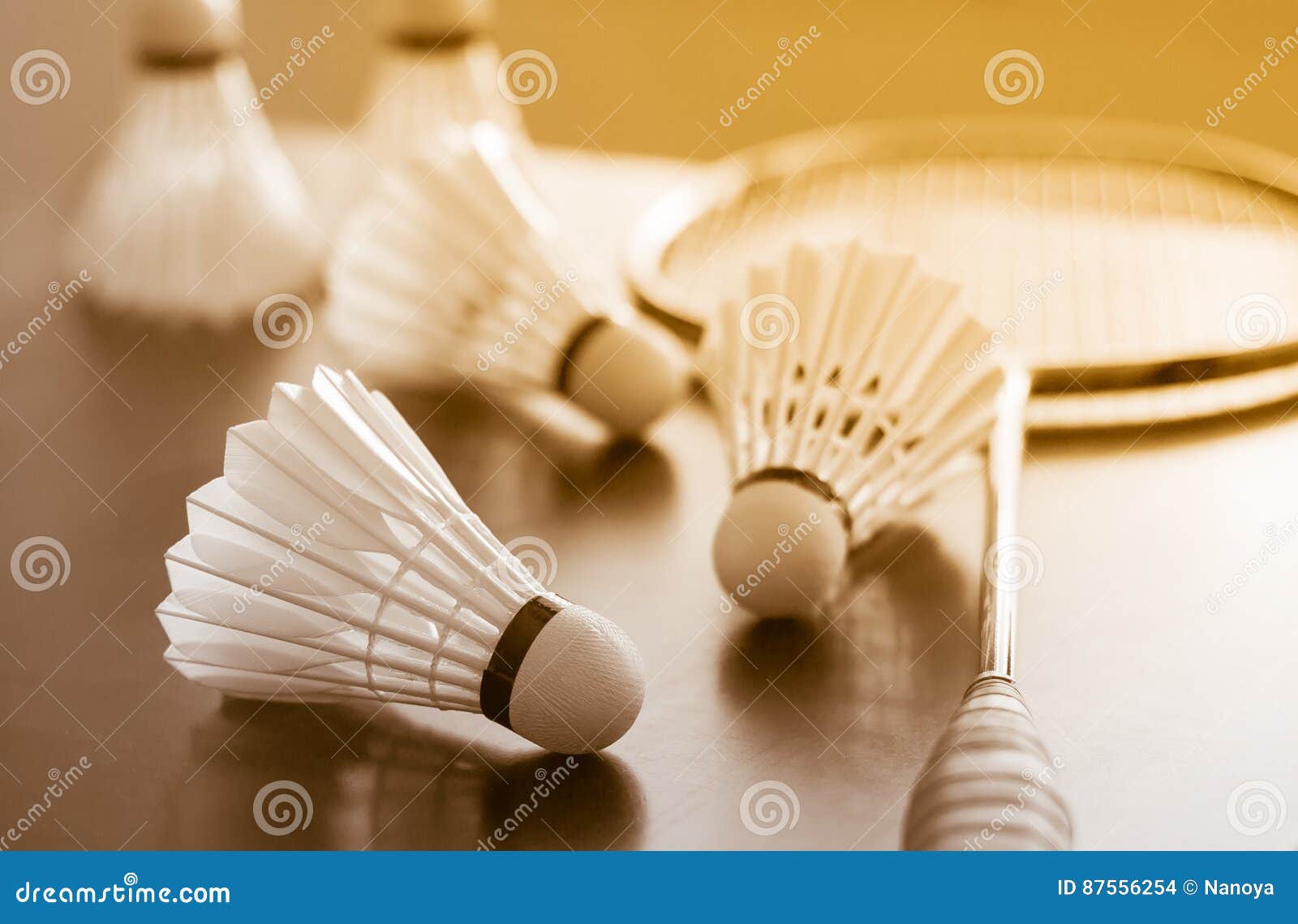Shuttlecocks and racket stock photo. Image of group, white - 87556254
