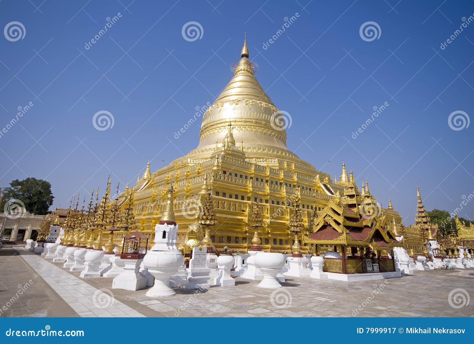 Shwezigon Pagoda - Ancient Town Bagan Stock Image - Image of shrine ...