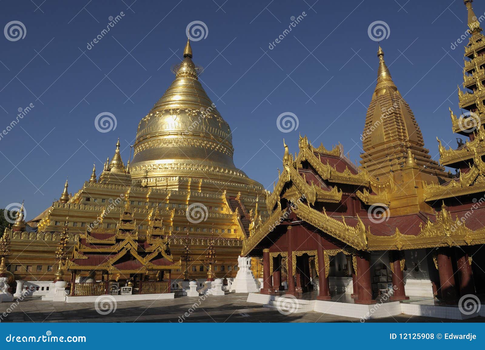 Shwezigon pagoda in Bagan stock photo. Image of religion - 12125908