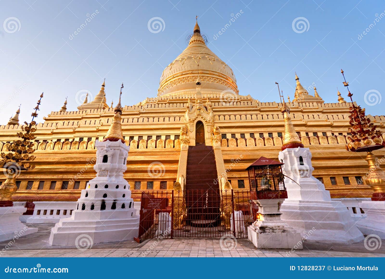 Shwezigon Pagoda, Bagan, Myanmar. Stock Image - Image of color ...
