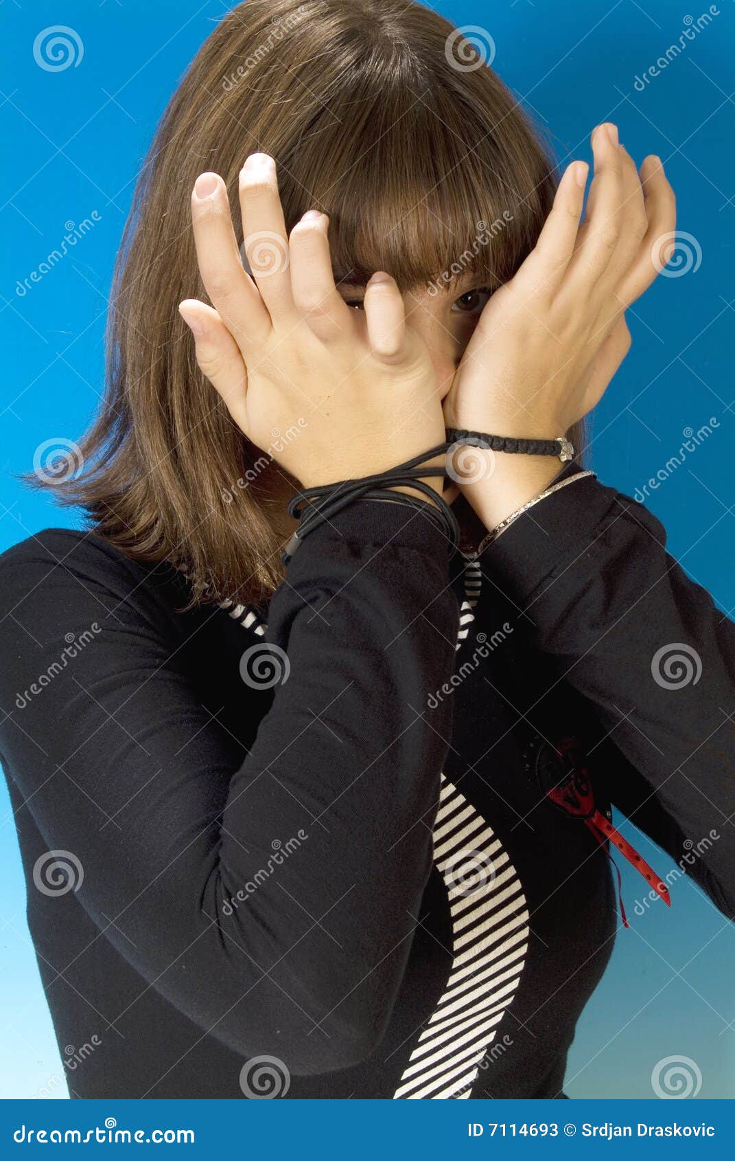 Shy stock image. Image of girl, cute, pretty, portrait - 7114693