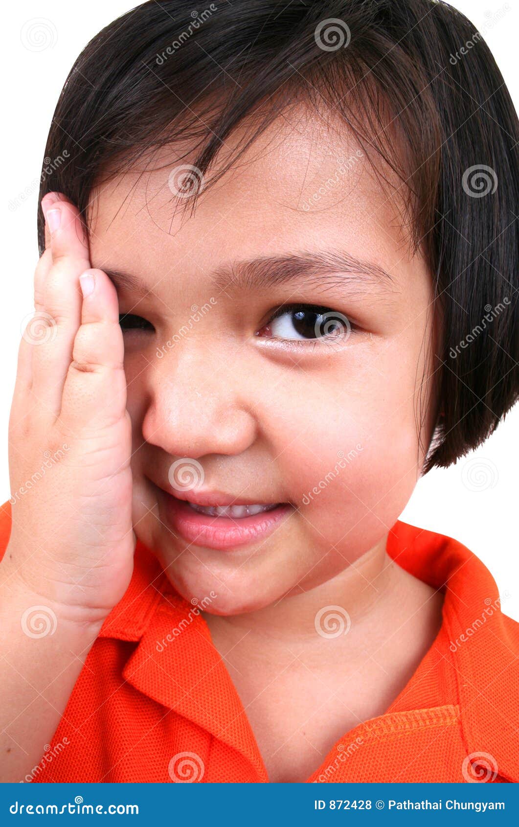 So shy! stock photo. Image of hands, portrait, finger, isolate - 872428