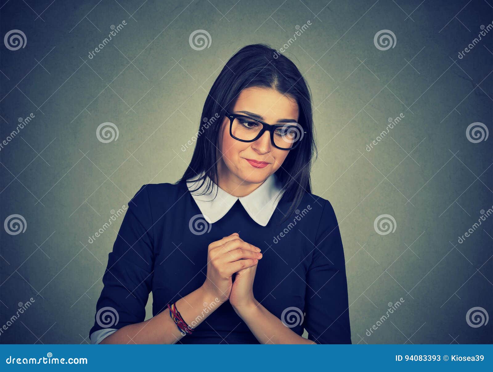 Shy Anxious Woman Looking Down Stock Image - Image of failure, anxiety ...