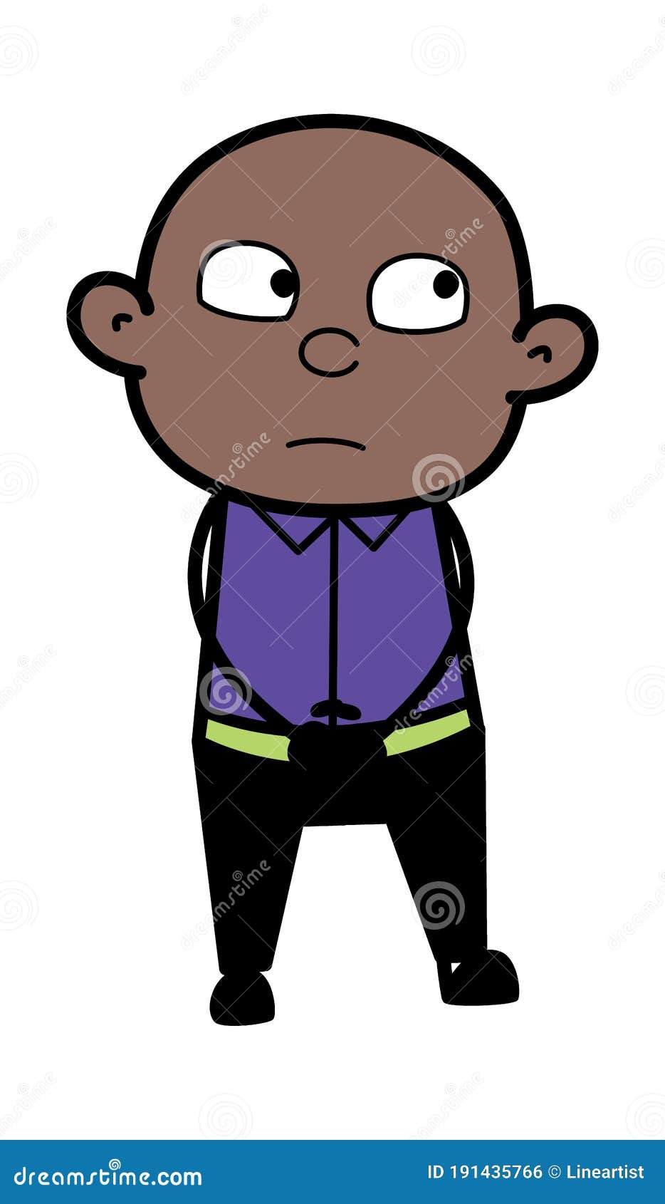 Shy Cartoon Bald Black Cartoon Stock Illustration - Illustration of ...