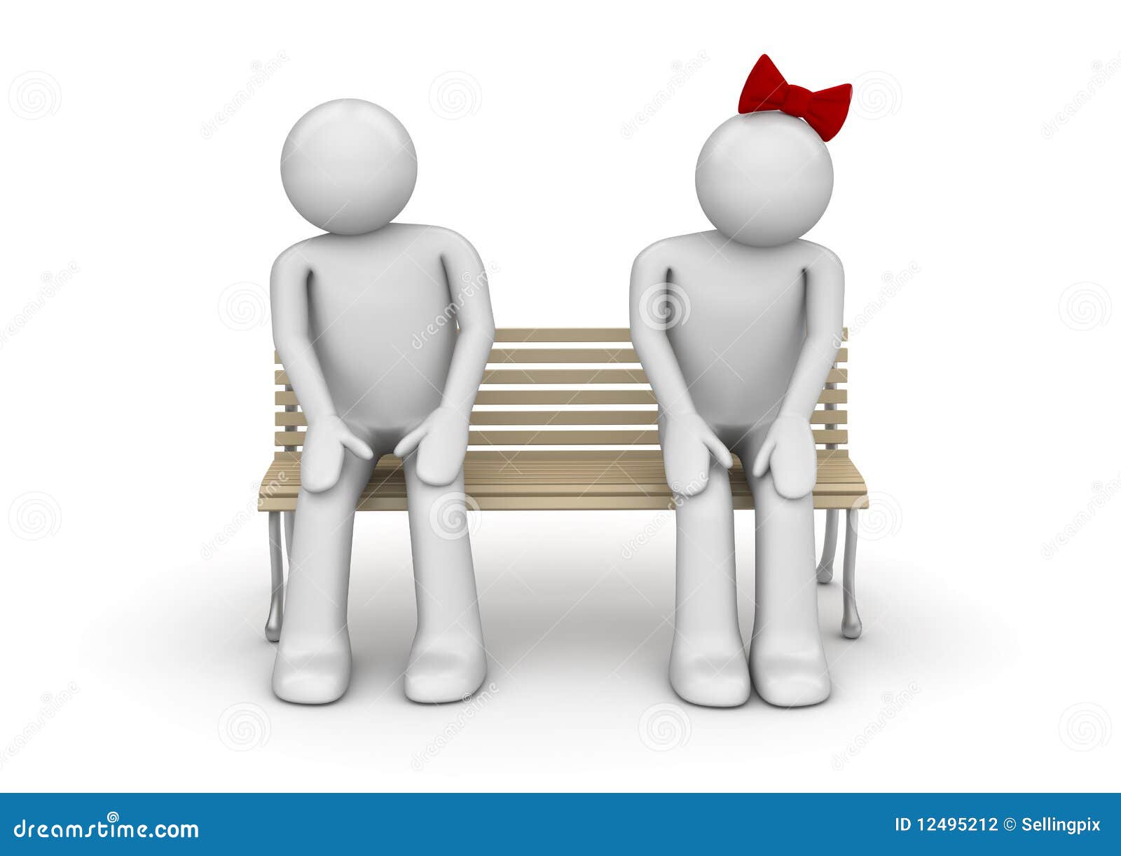 Shy couple on a bench stock illustration. Illustration of shyer - 12495212