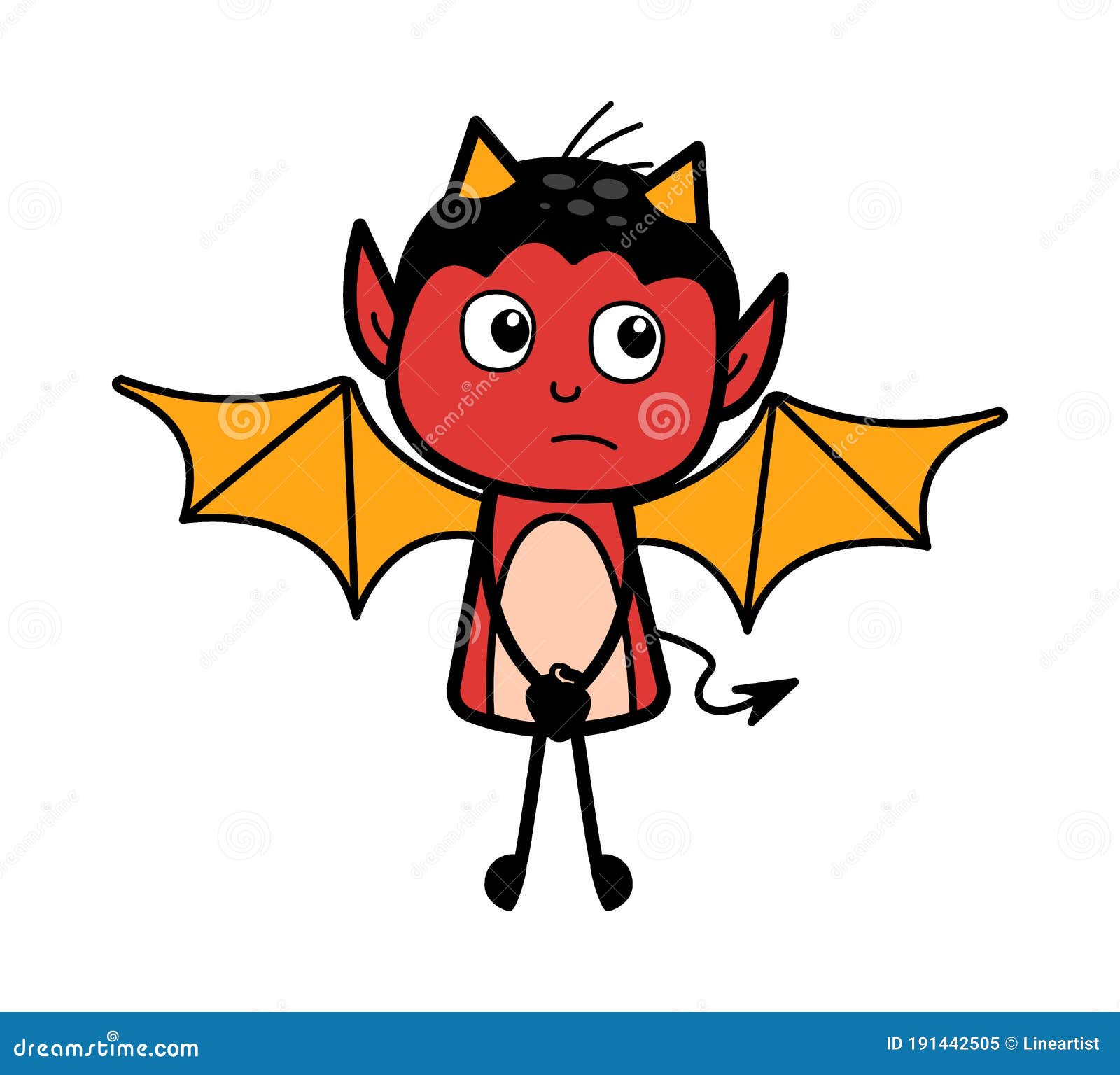 Shy Devil Cartoon stock illustration. Illustration of afraid - 191442505