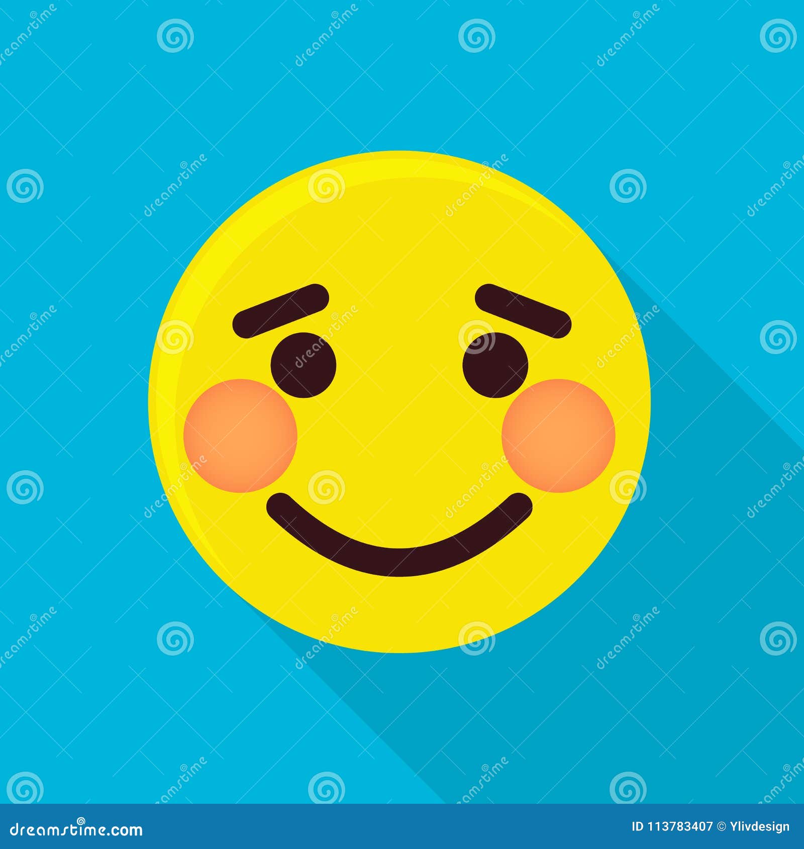 Shy Emoticon Icon, Flat Style Stock Vector - Illustration of vector ...