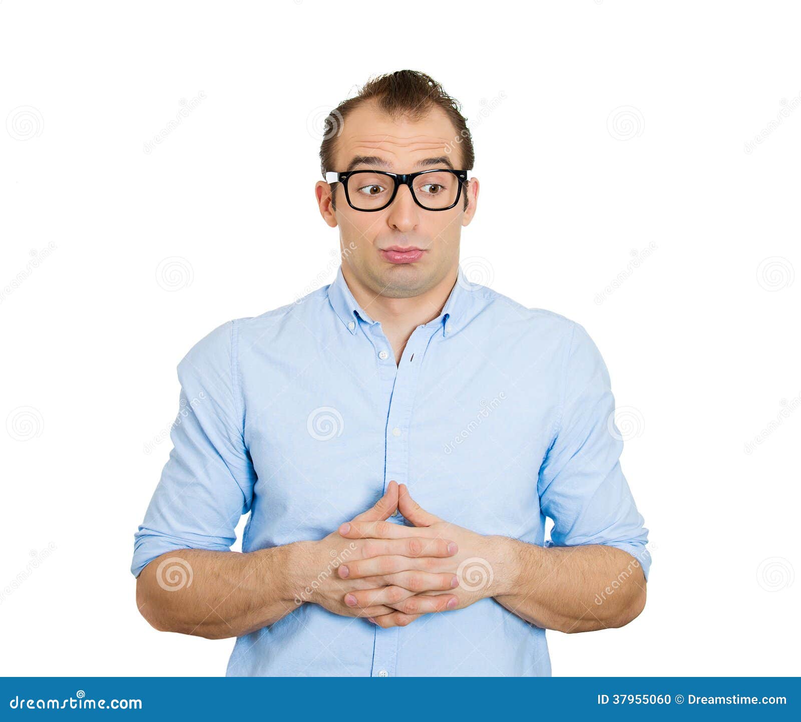 Shy, funny man stock photo. Image of fault, expectations - 37955060