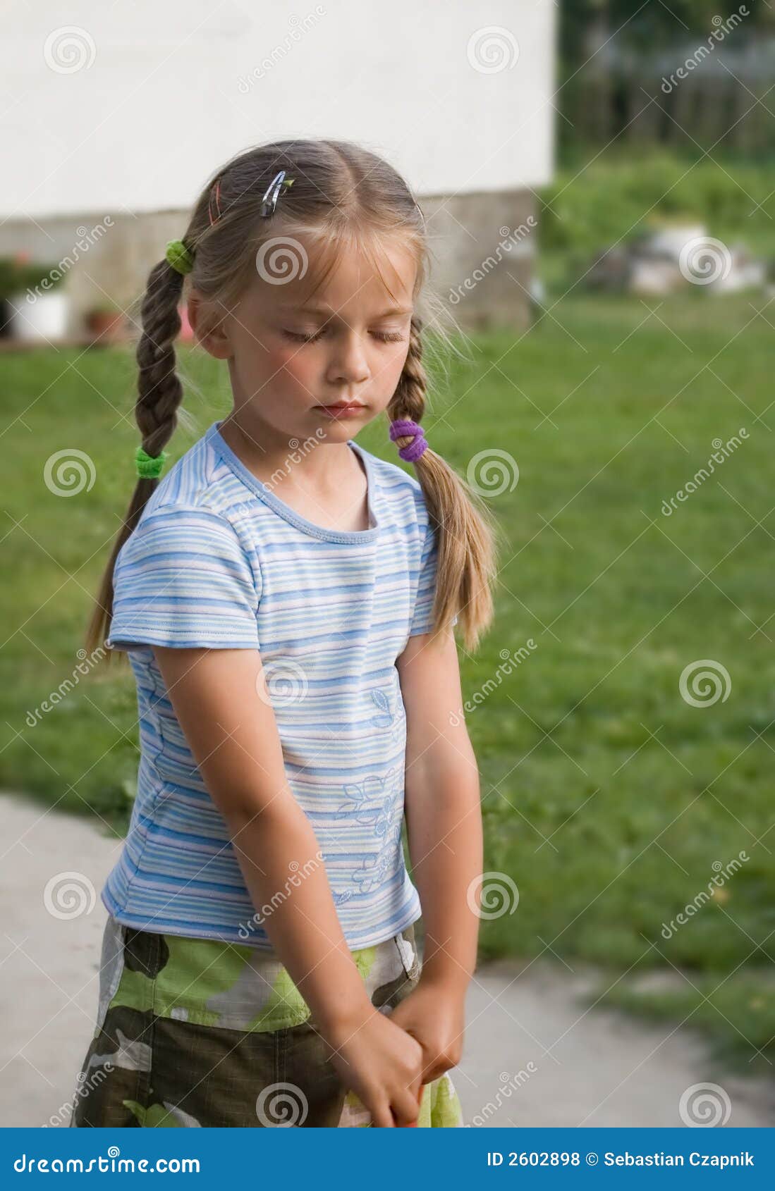 Shy girl stock photo. Image of grass, young, hands, white - 2602898