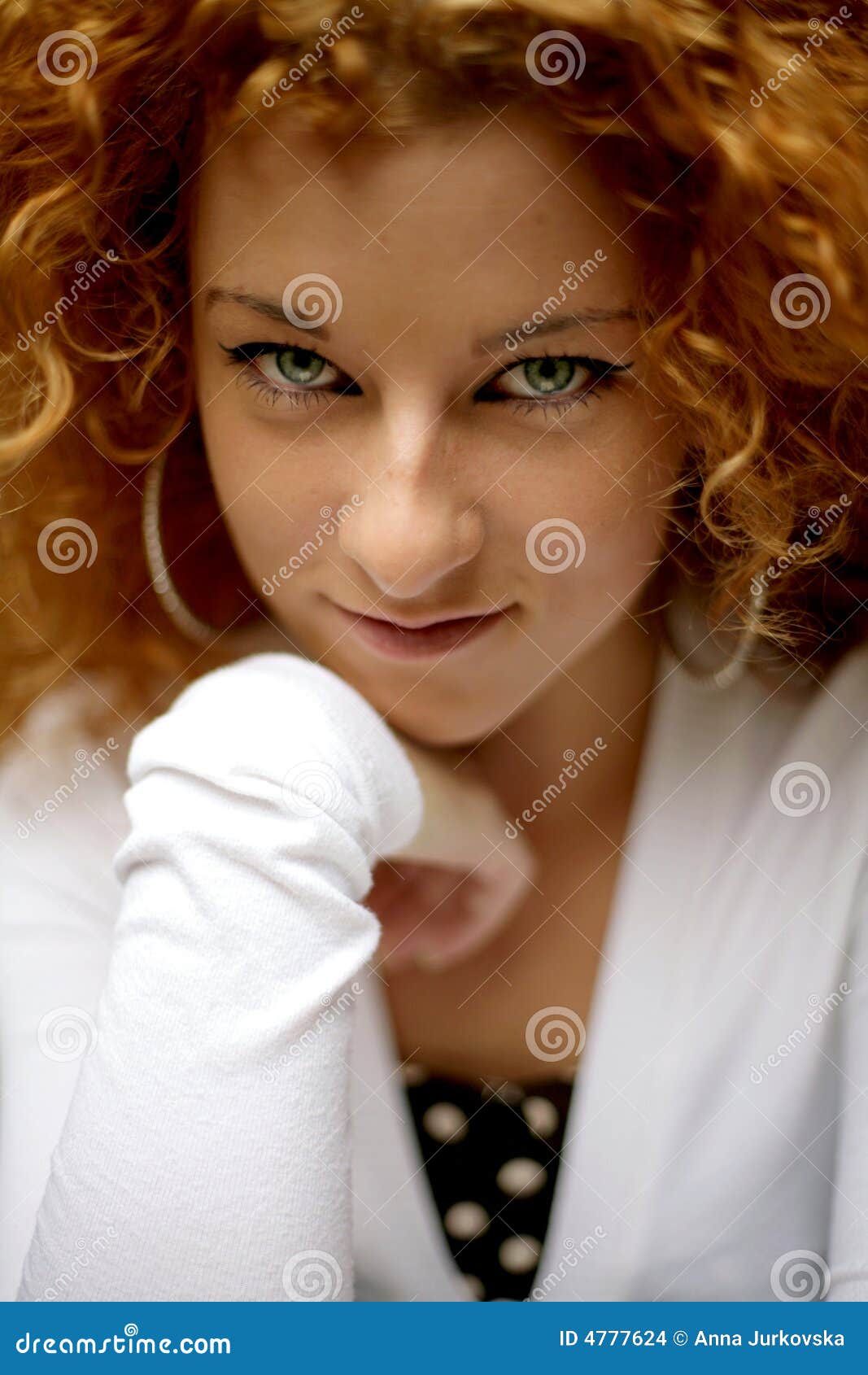 Shy Happy Young Woman Looking Stock Photo - Image of headshot ...