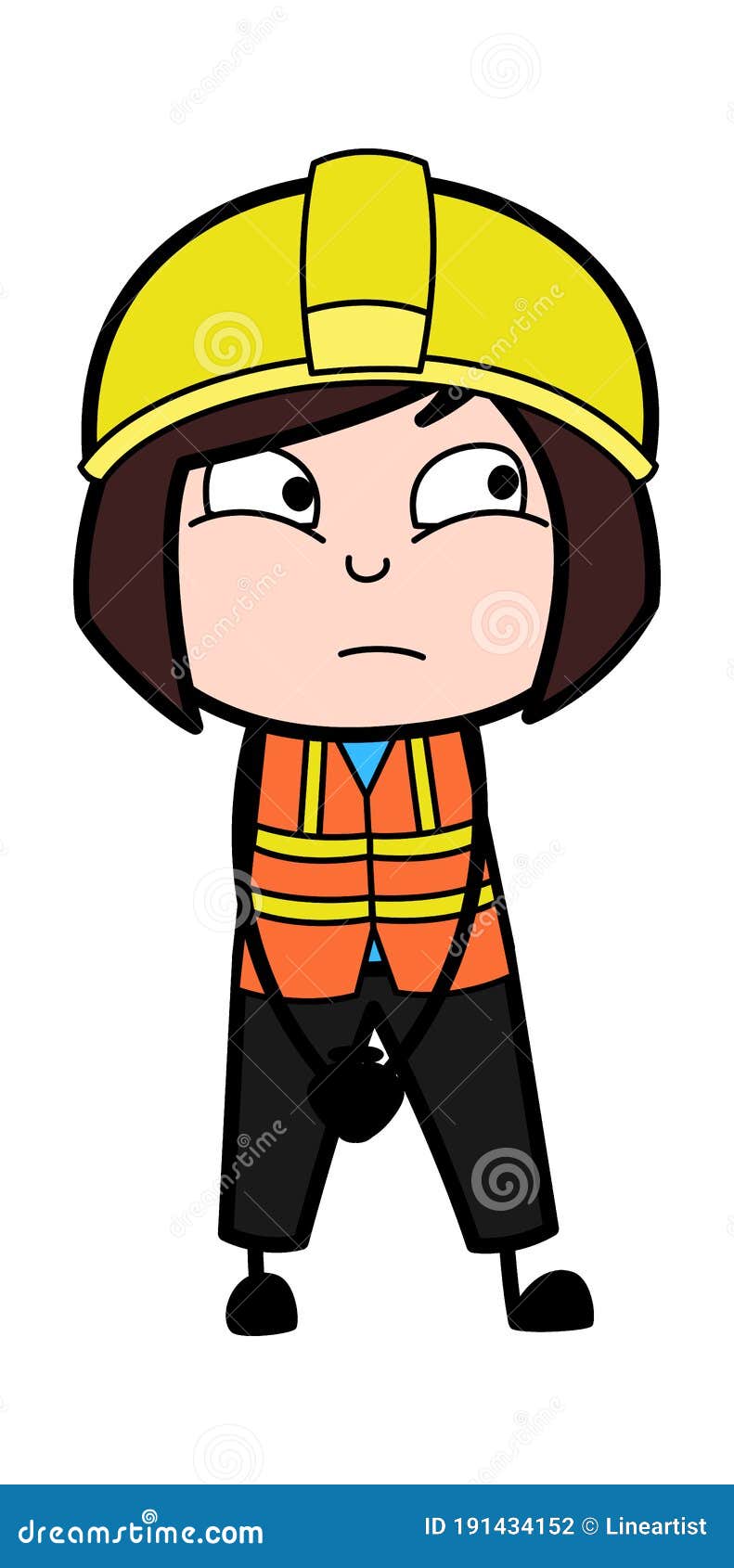 Lady Engineer Expressionless Face Cartoon Stock Illustration ...