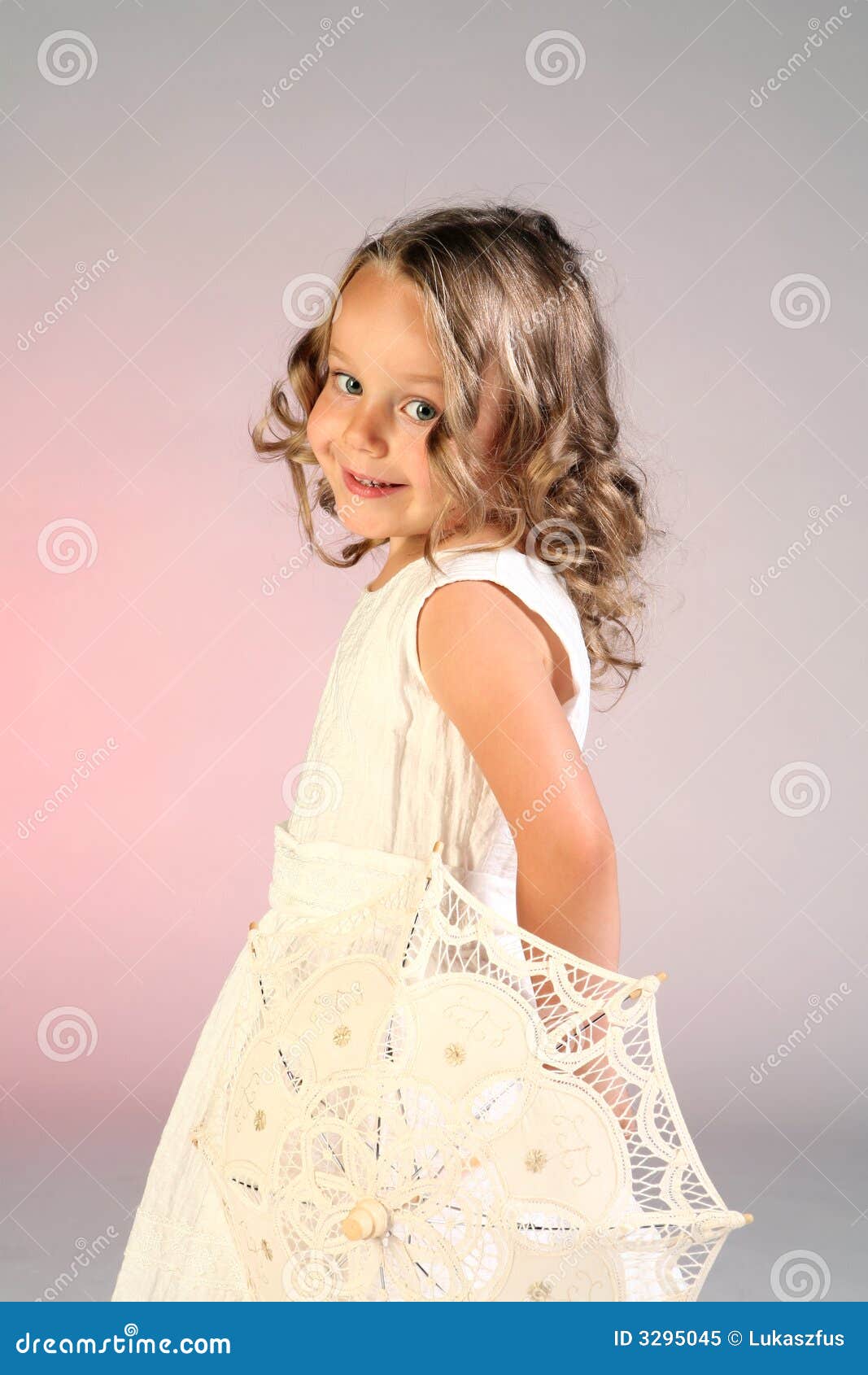 Shy little girl stock image. Image of blond, curly, young - 3295045