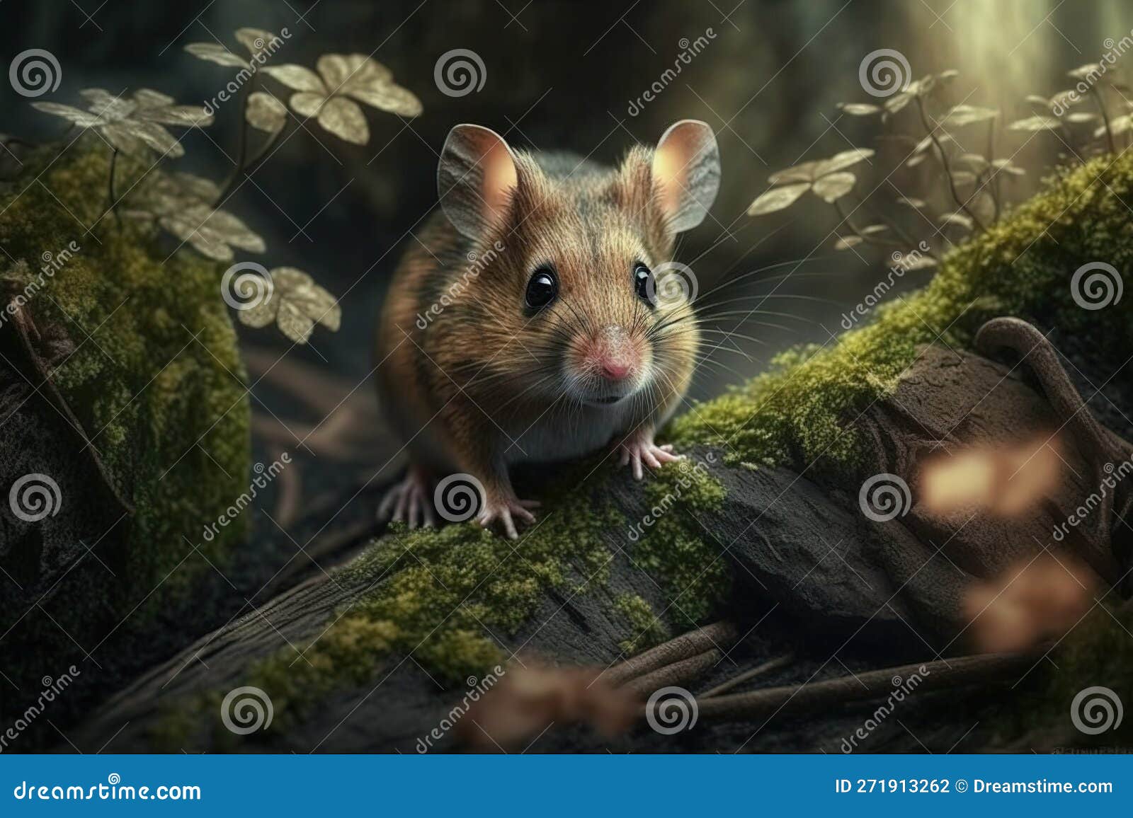 A Shy Little Mouse between the Trunks of a Forest. Ai Generated Stock ...