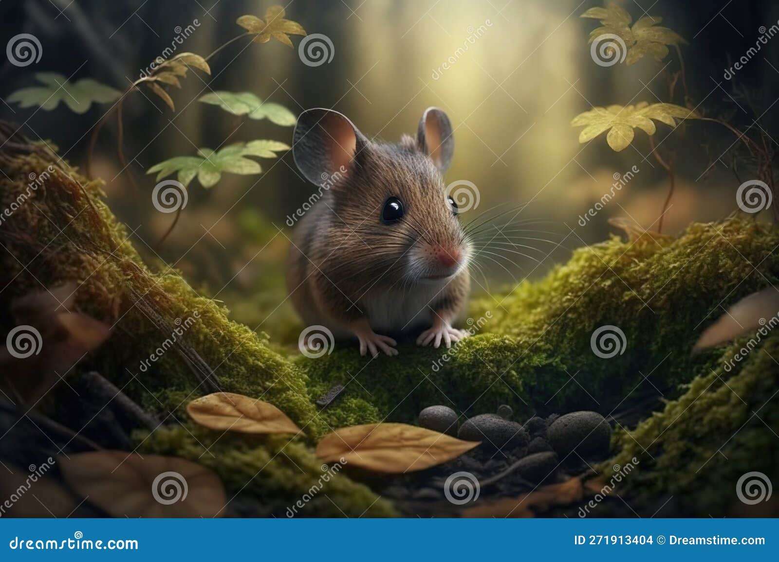 A Shy Little Mouse between the Trunks of a Forest. Ai Generated Stock ...