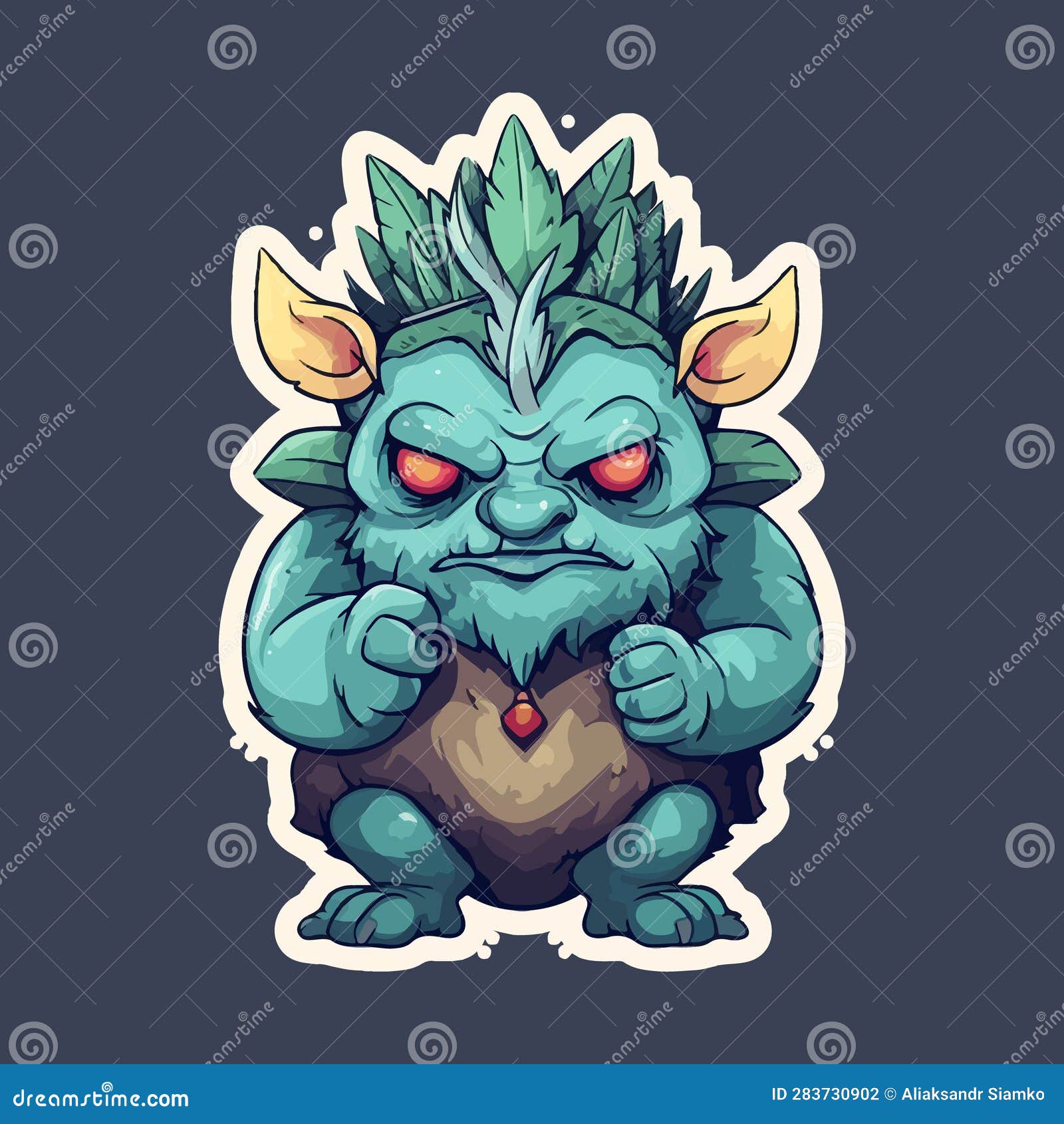 Shy Magic Troll. Creative Illustration, Sticker Design Stock Vector ...