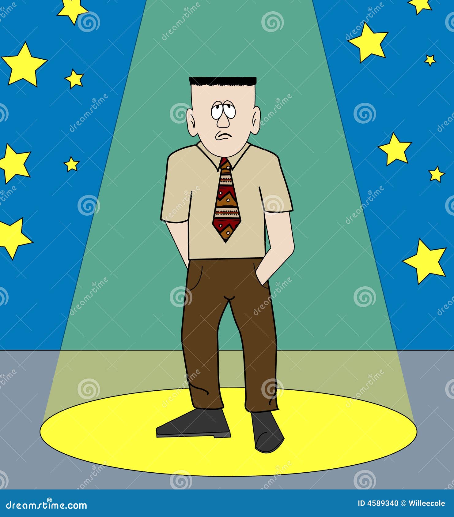 Shy man in spotlight stock vector. Illustration of bulb - 4589340