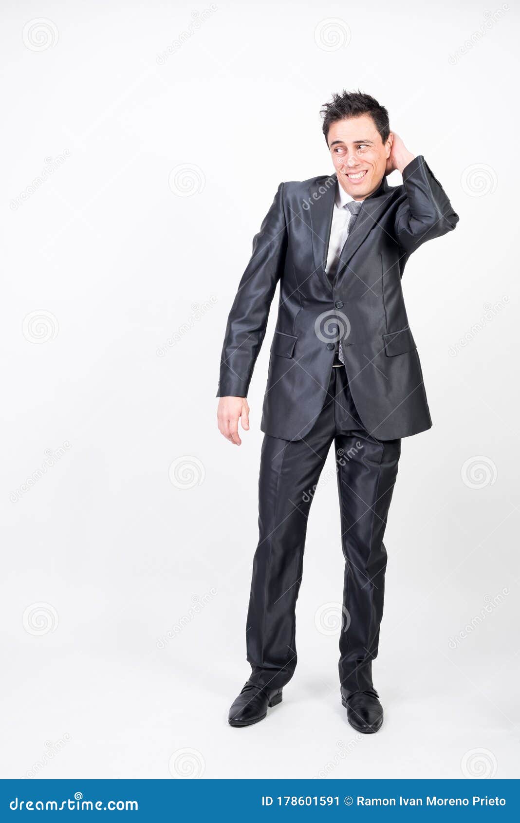 Shy man in suit stock image. Image of body, business - 178601591