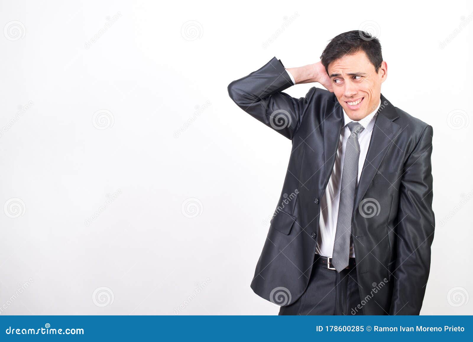 Shy man in suit stock image. Image of male, copy, untrained - 178600285