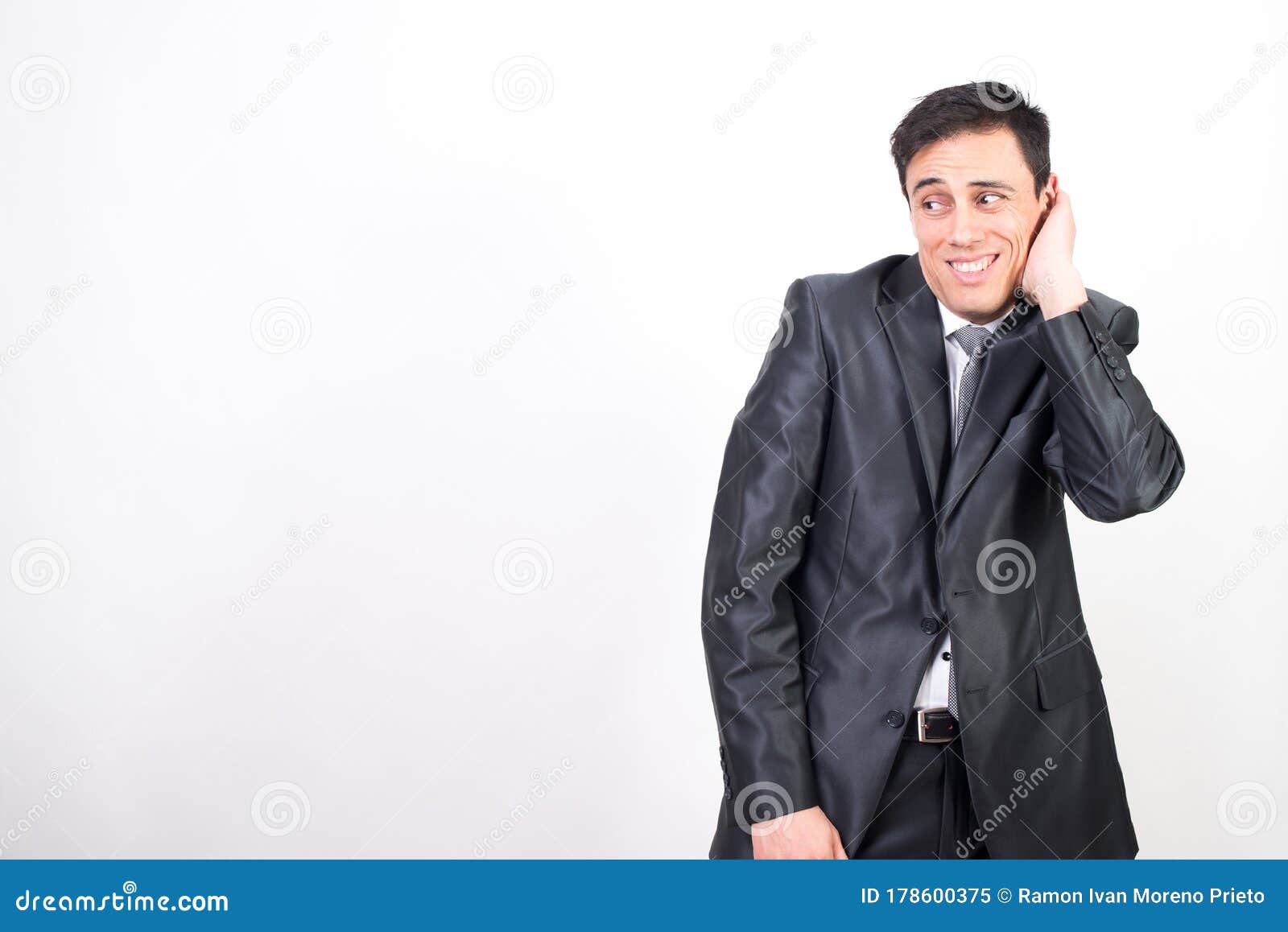 Shy man in suit stock image. Image of untrained, white - 178600375