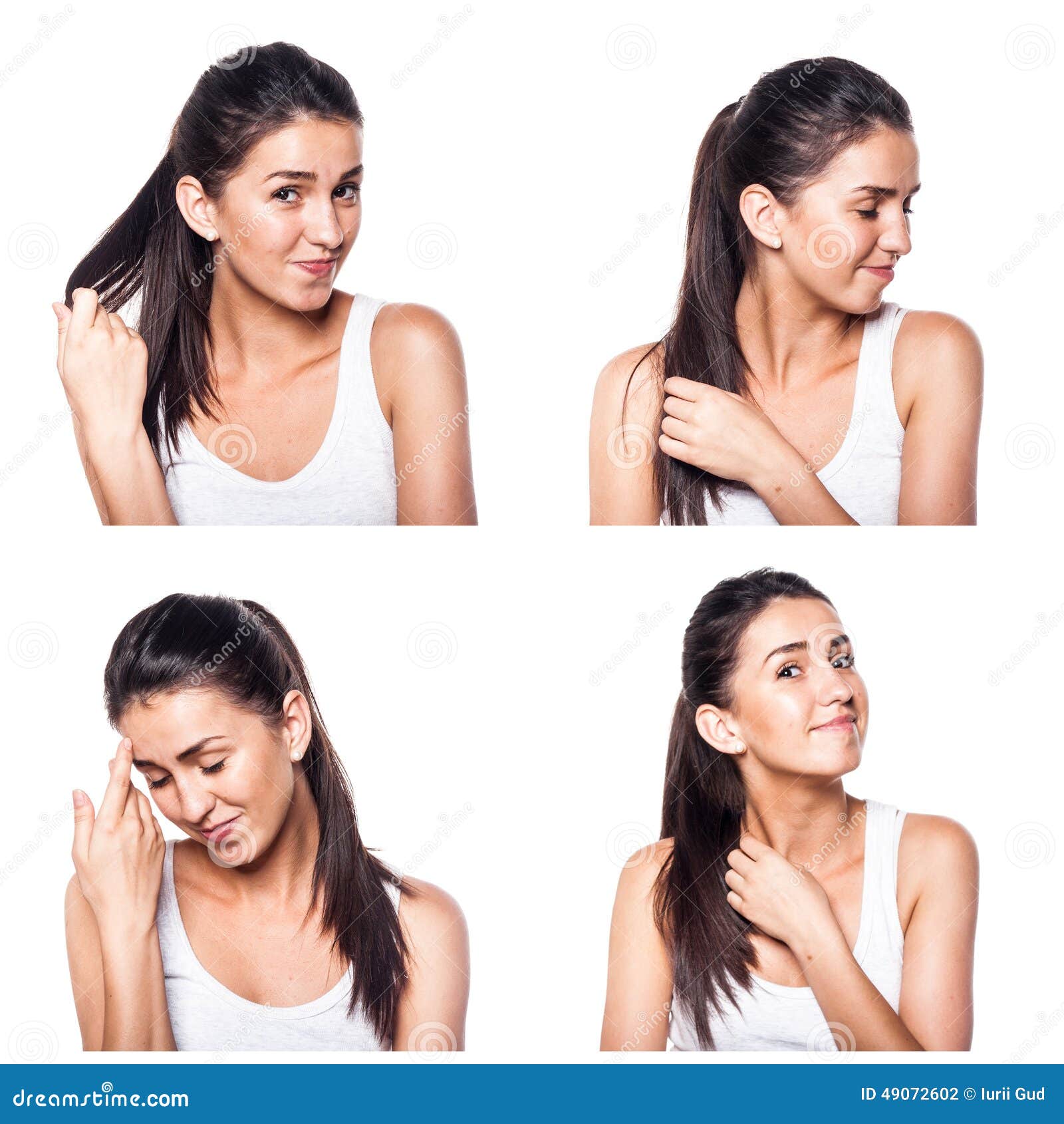 Collage Of Shy, Modest,blushful Face Expressions Stock Image ...