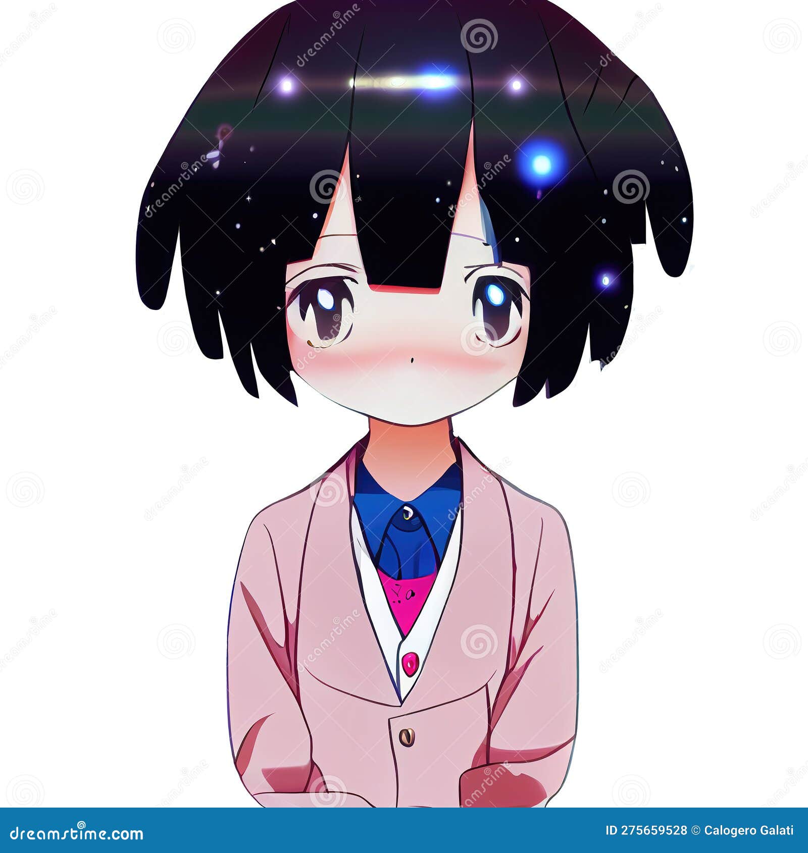 Shy Shining Girl with Red Cheeks, Anime Chibi , Ai Generated Image ...