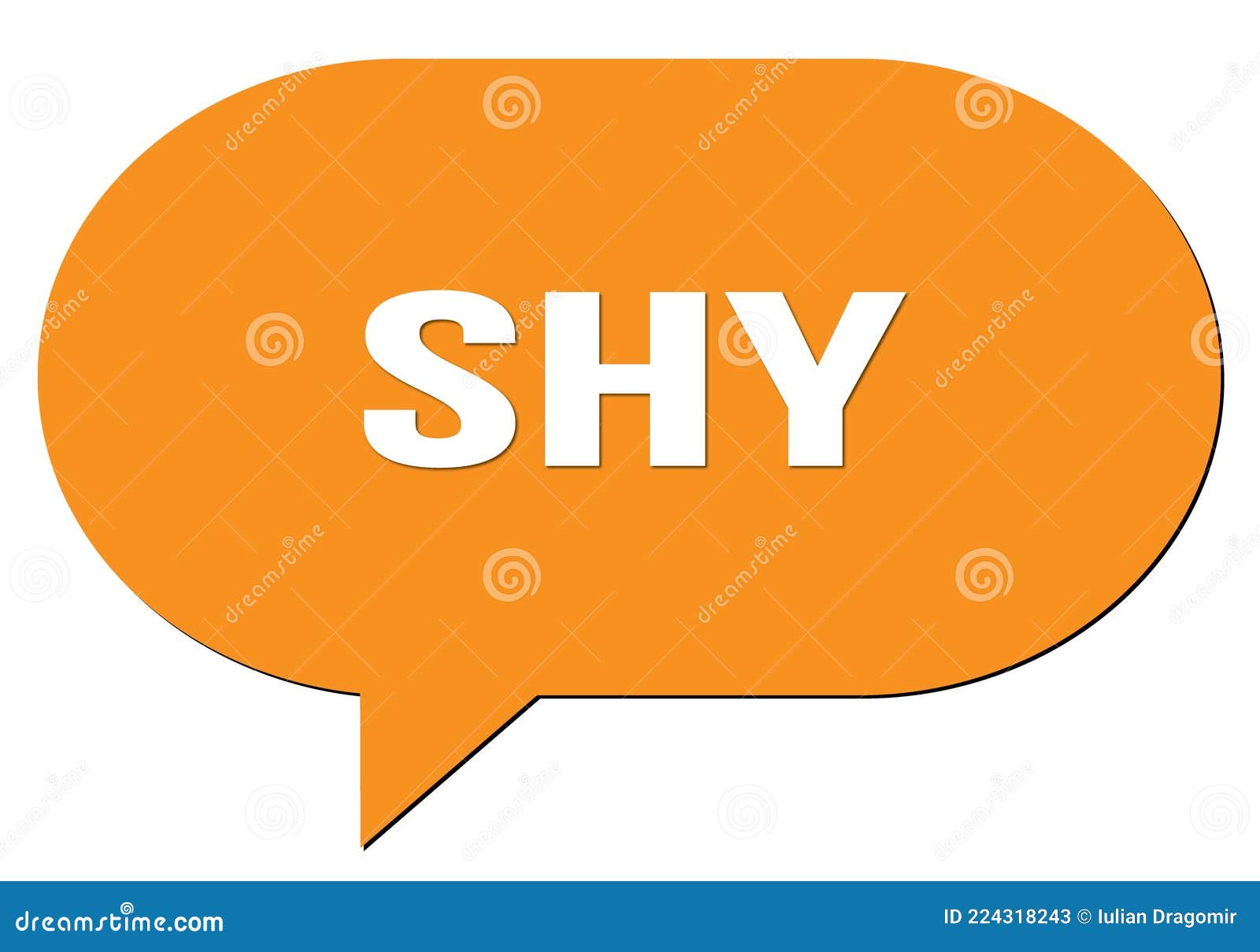 SHY Text Written in an Orange Speech Bubble Stock Illustration ...