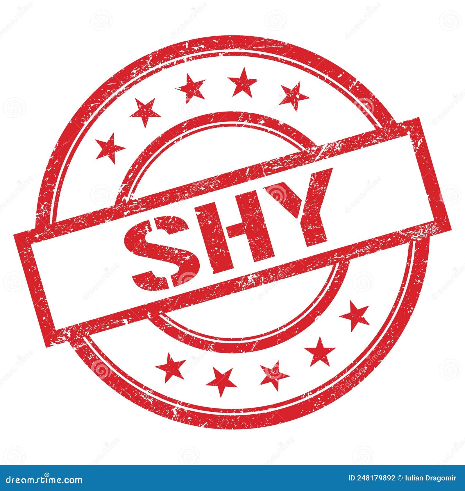 SHY Text Written on Red Vintage Stamp Stock Illustration - Illustration ...