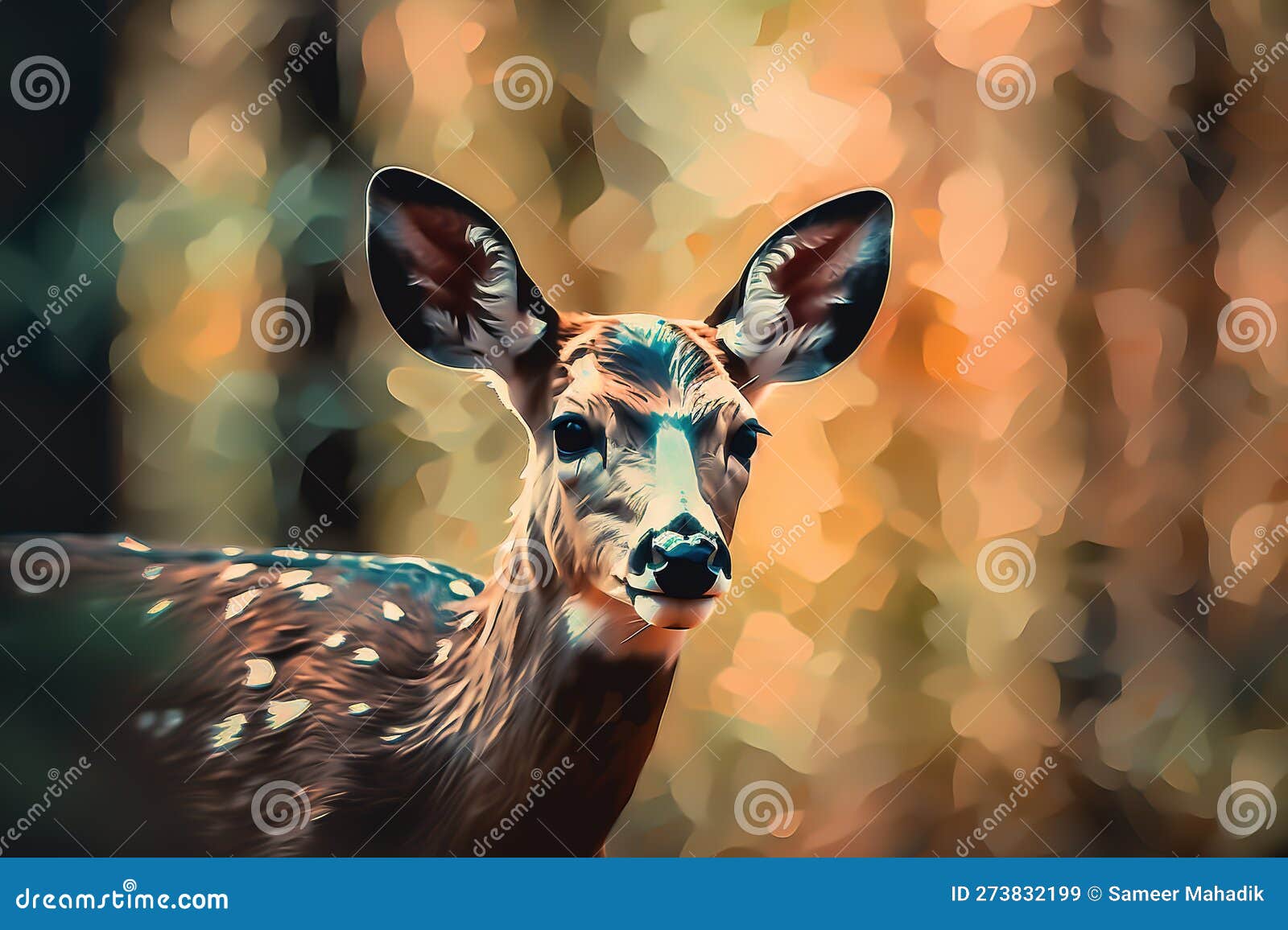 A Shy and Timid Deer in the Woods. Generative AI Stock Illustration ...