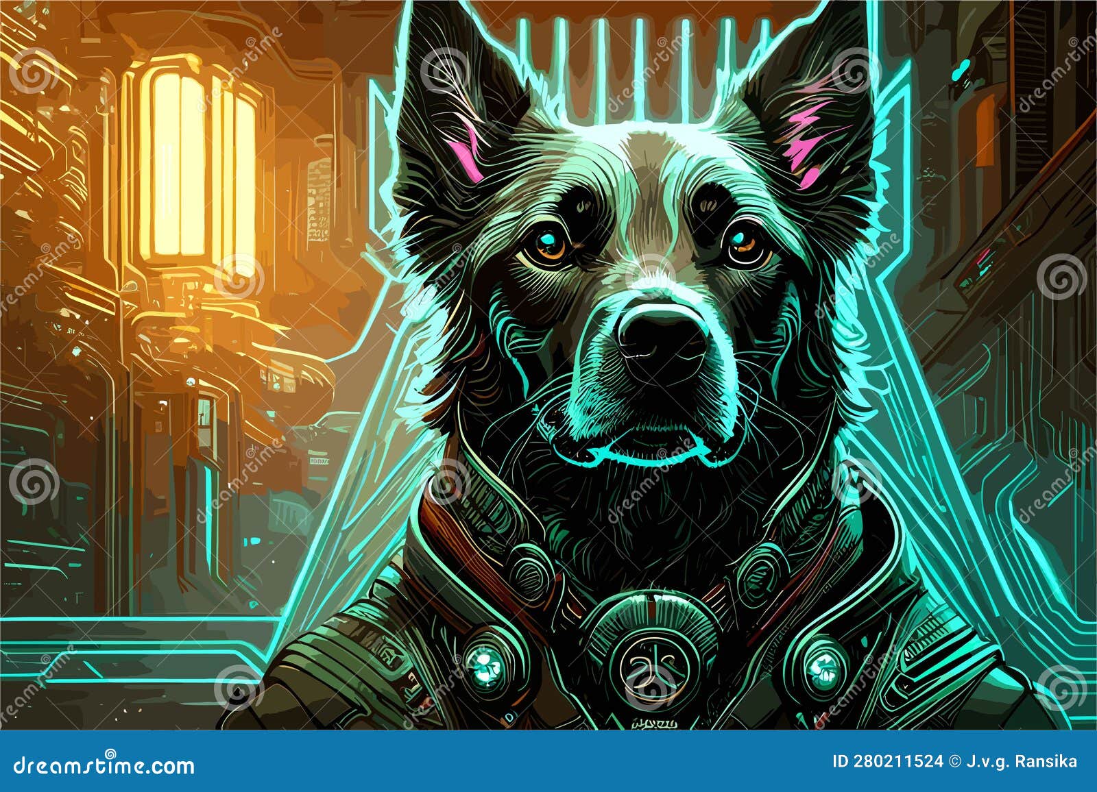 Si-fi Dog Vector Illustration Art for Wall Paper Stock Vector ...