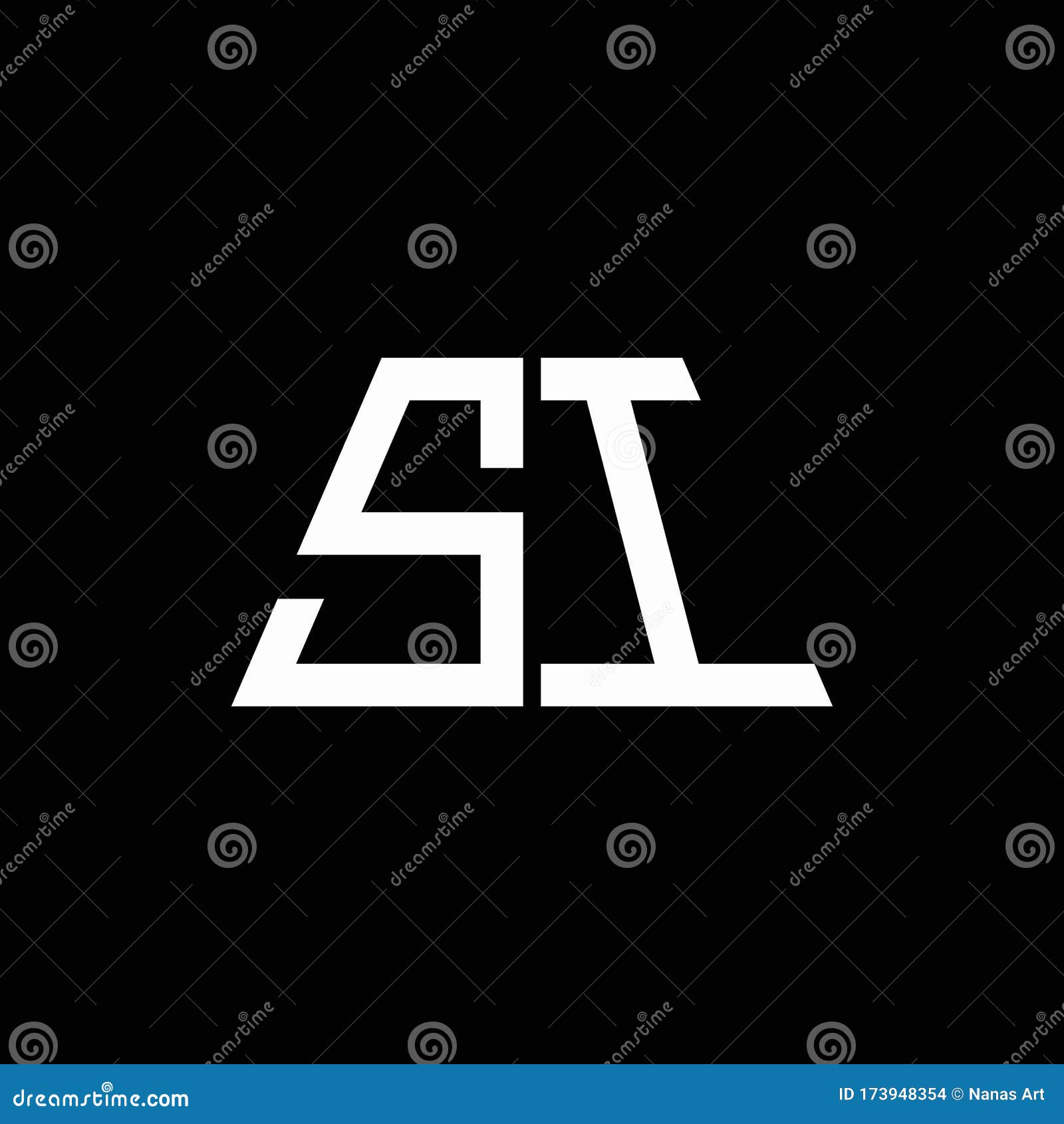 SI Logo Abstract Monogram Isolated on Black Background Stock Vector ...