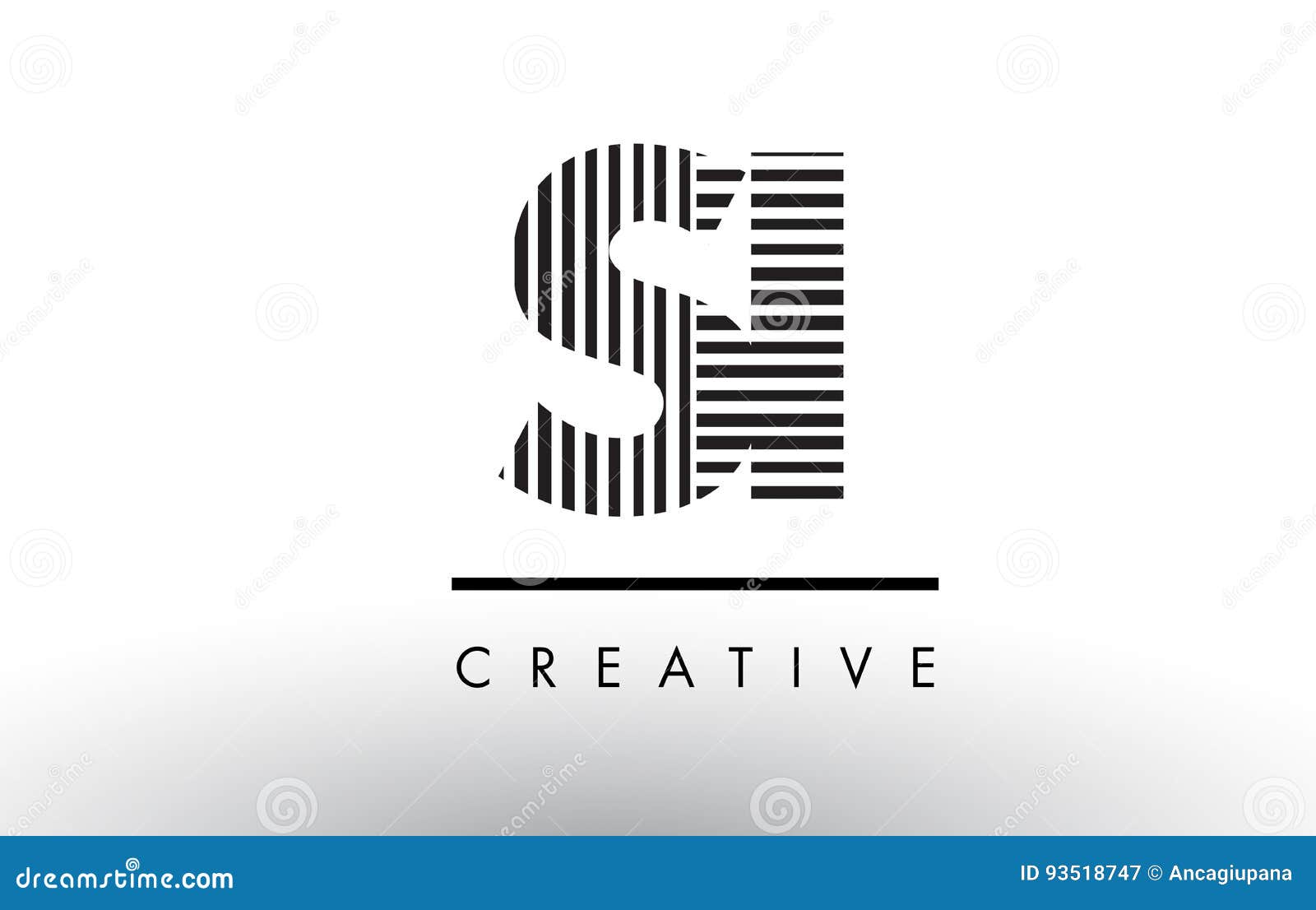 SI S I Black and White Lines Letter Logo Design. Stock Vector ...