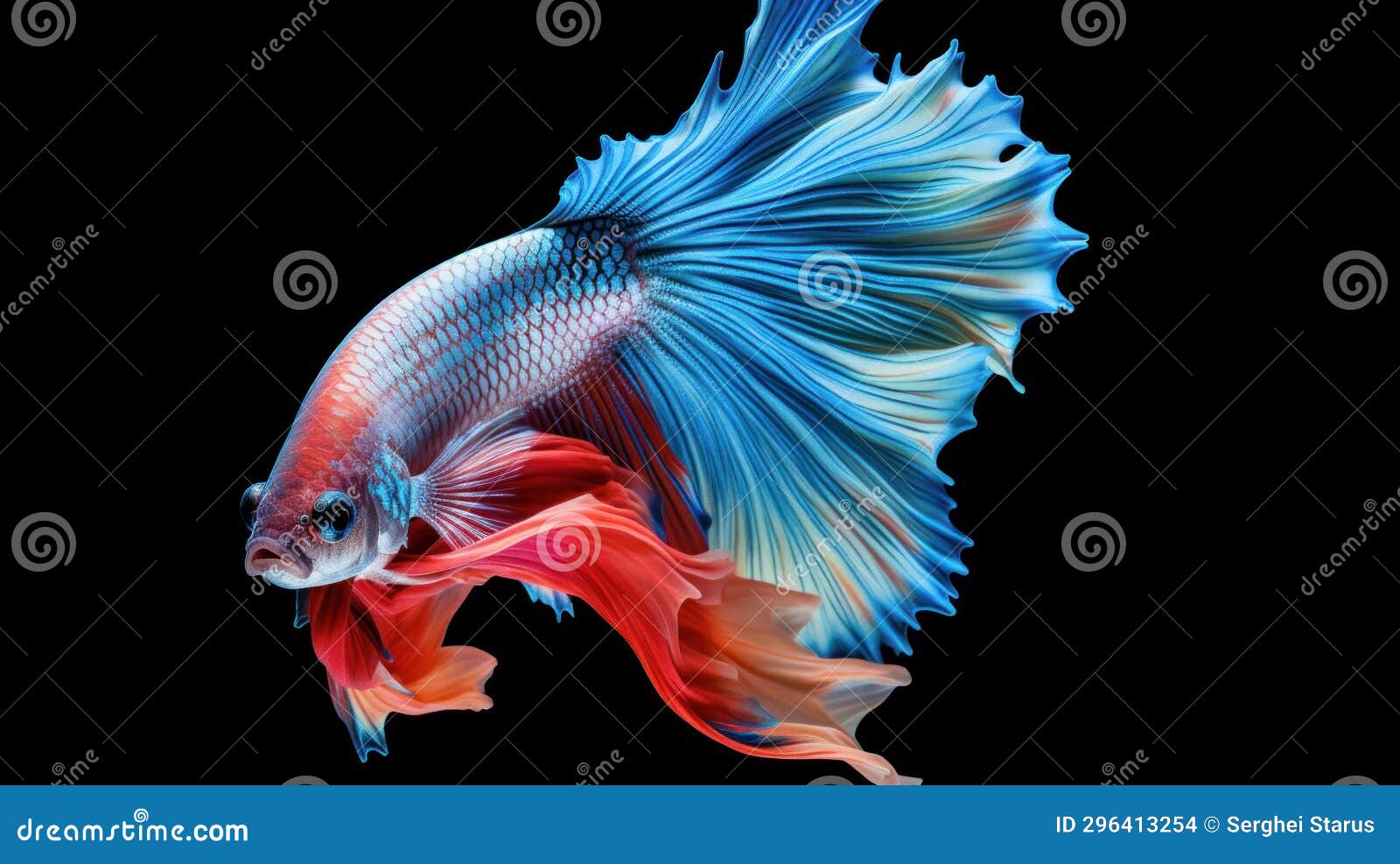A Siam Fish with a Bright Blue Tail, AI Stock Photo - Image of fighting ...