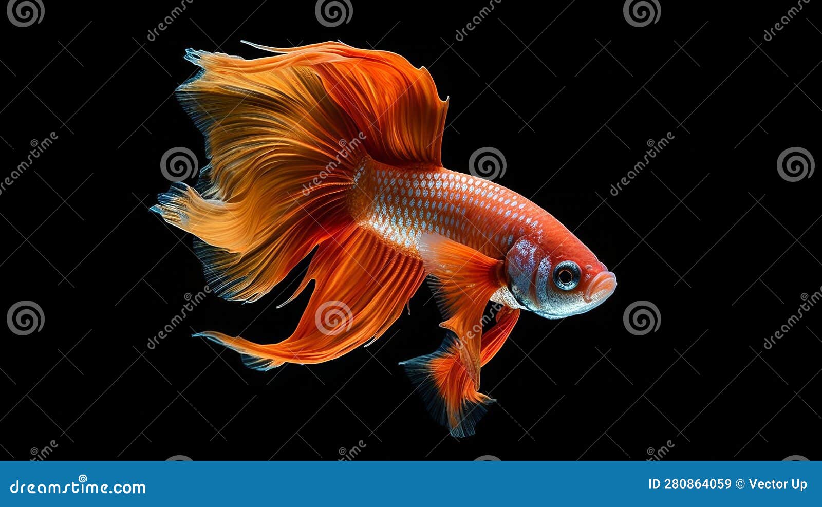 Siamese Betta Fish with a Beautiful Tail on a White Background ...