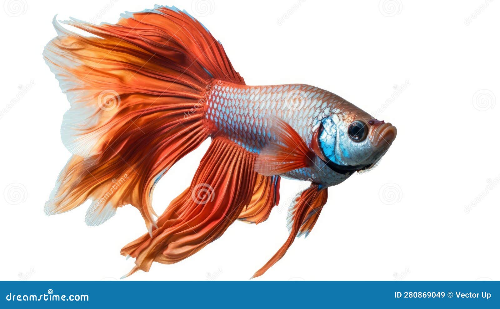 Siamese Betta Fish with a Beautiful Tail on a White Background ...