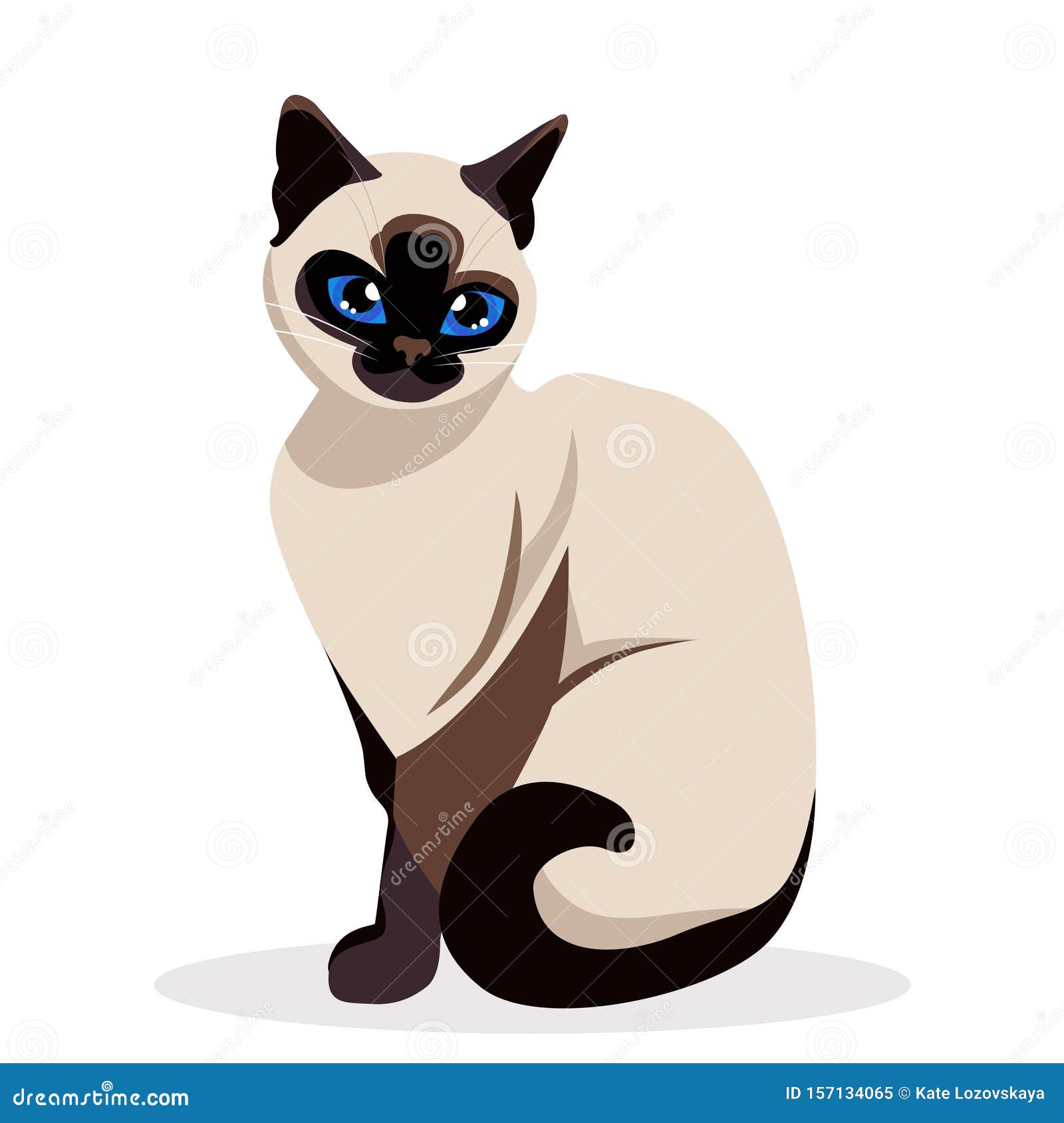 Siamese Cat. Siam Cute Kitty Sitting Isolated on White. Kawaii Vector ... Siamese Cat. Siam Cute Kitty Sitting Isolated on White. Kawaii Vector ...