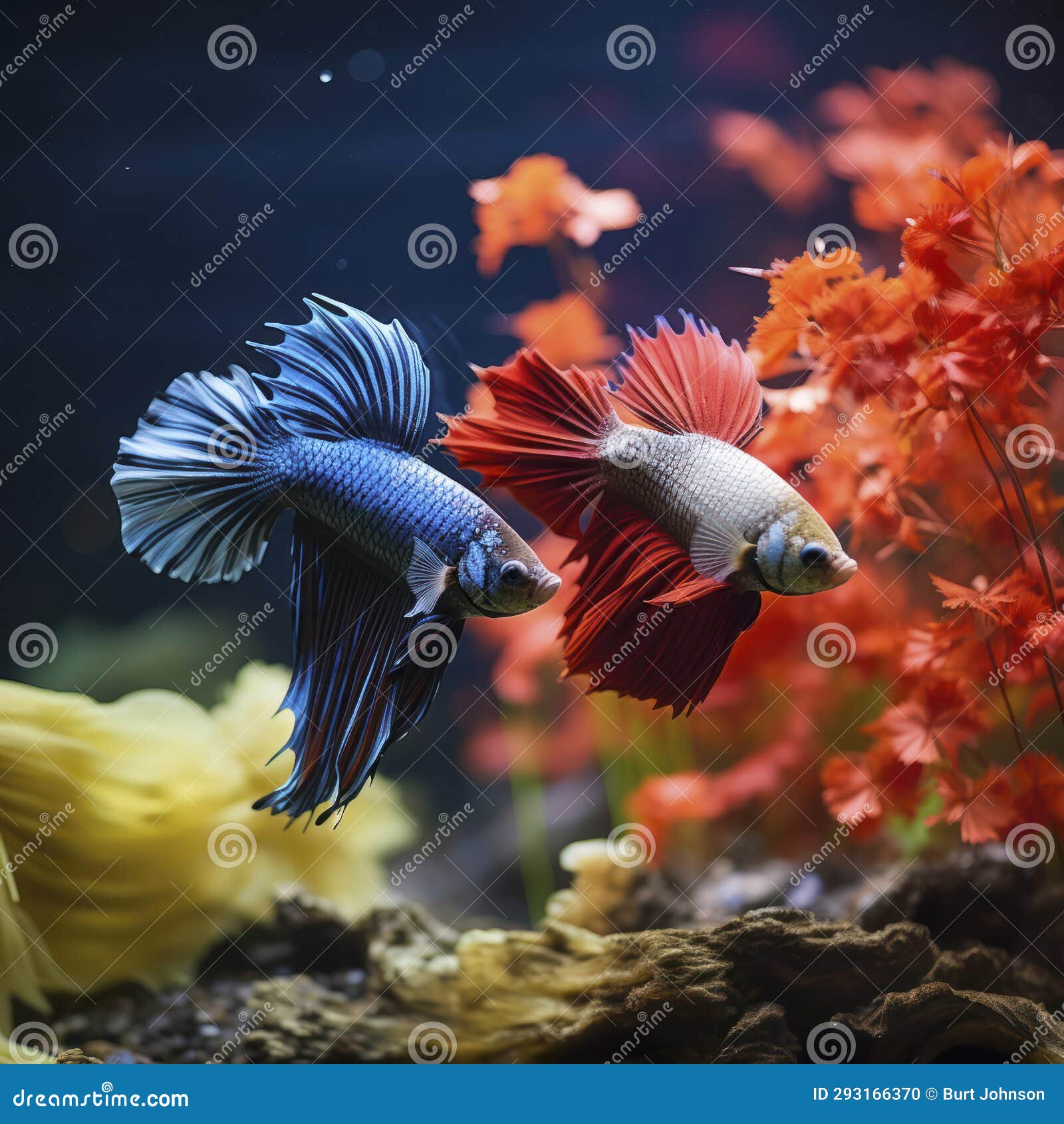 Siamese Fighting Fish in Aquarium Stock Photo - Image of gold, yellow ...