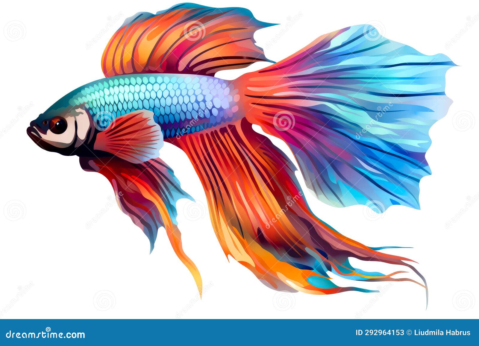 Siamese Fighting Fish Isolated on White Background. Stock Image - Image ...