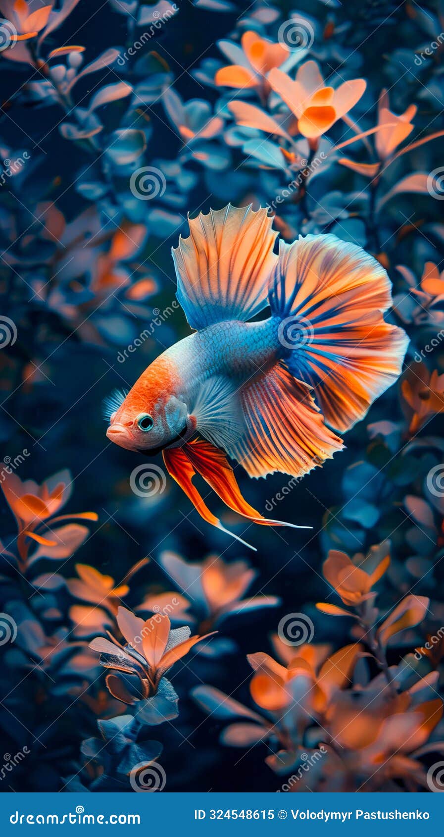 A Siamese Fighting Fish Swimming in a Blue Water Stock Image - Image of ...