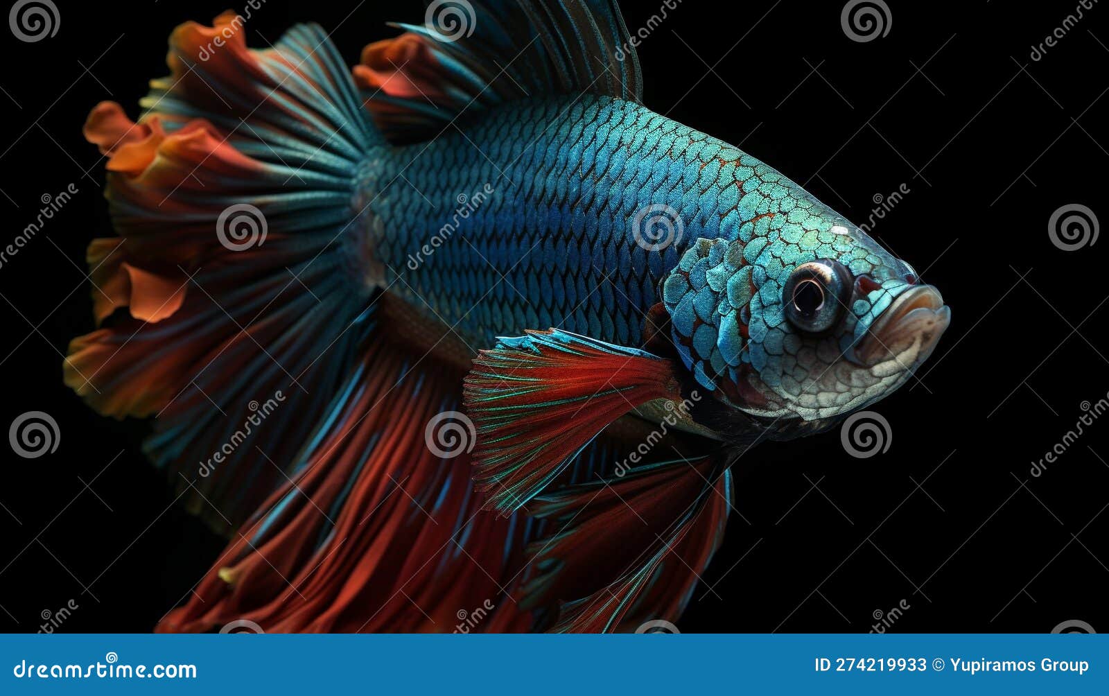 Siamese Fighting Fish Tail Flames with Aggression Generated by AI Stock ...
