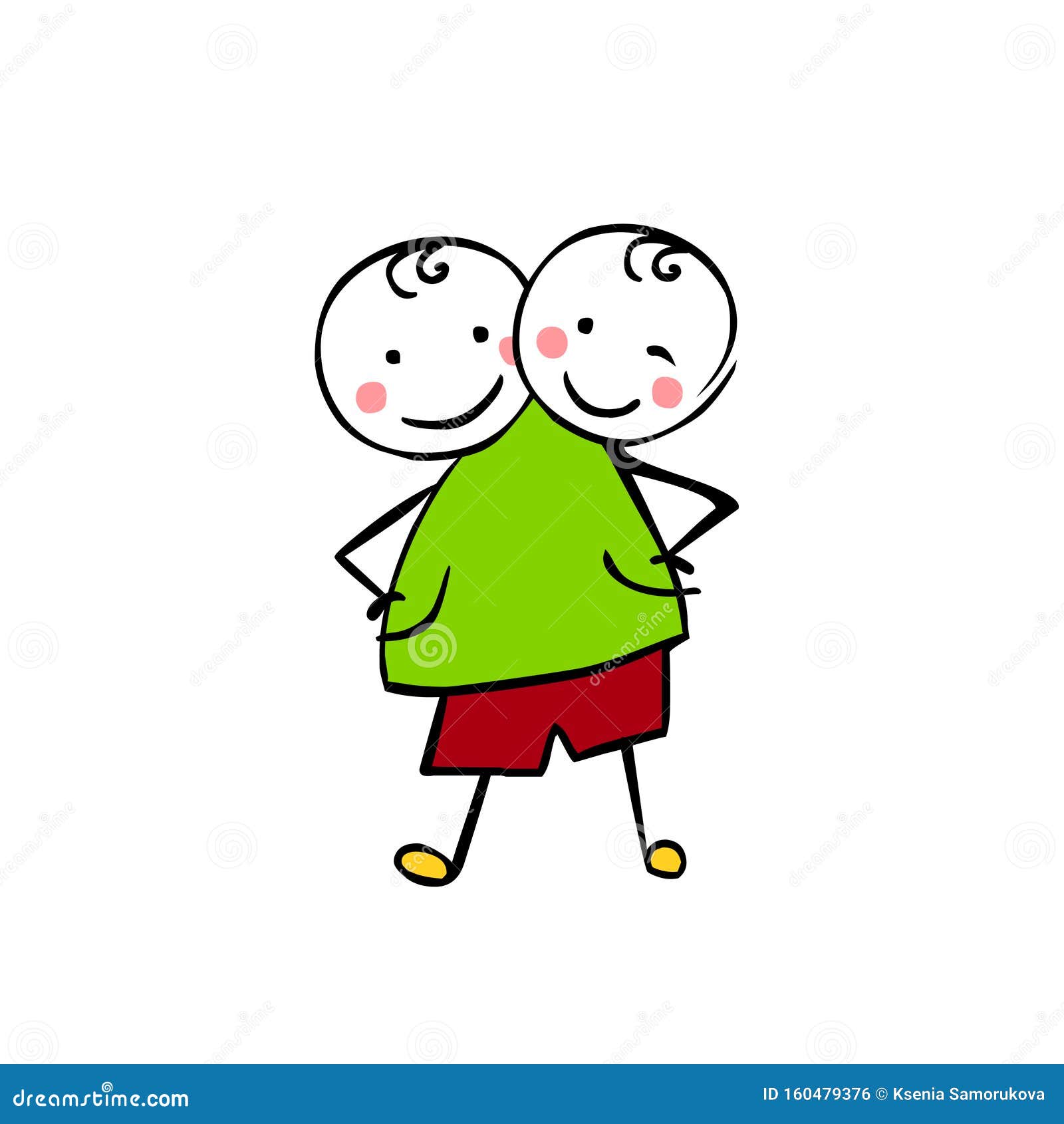 Conjoined Twins / Schizophrenia With Split Mind And Personality Vector ...