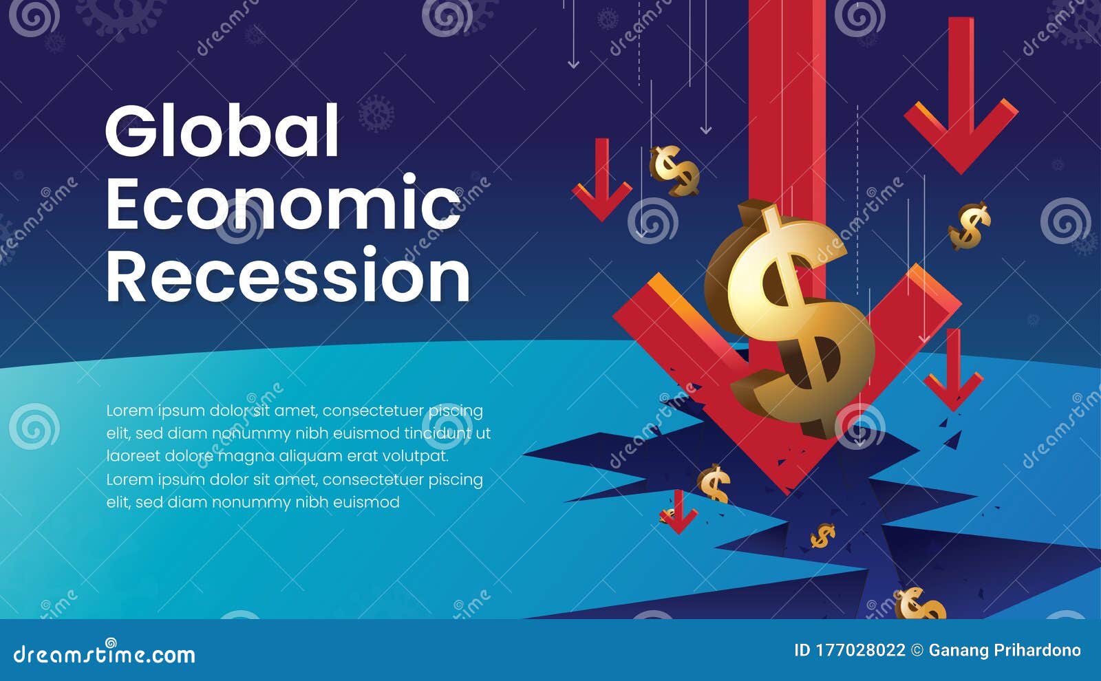 Illustration of Global Economic Recession, Dollar Falling Down Stock ...