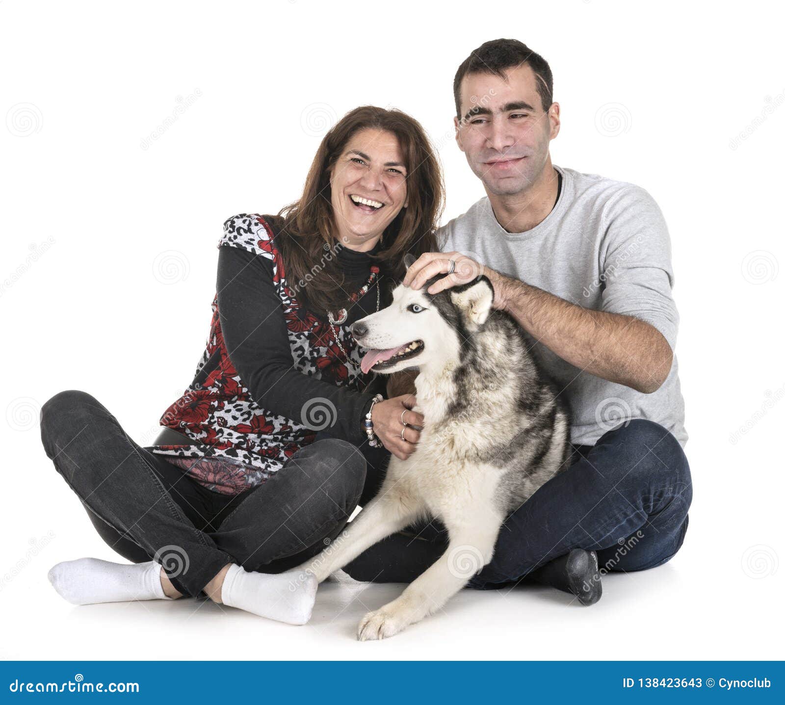 Siberian husky and owners stock image. Image of husky - 138423643