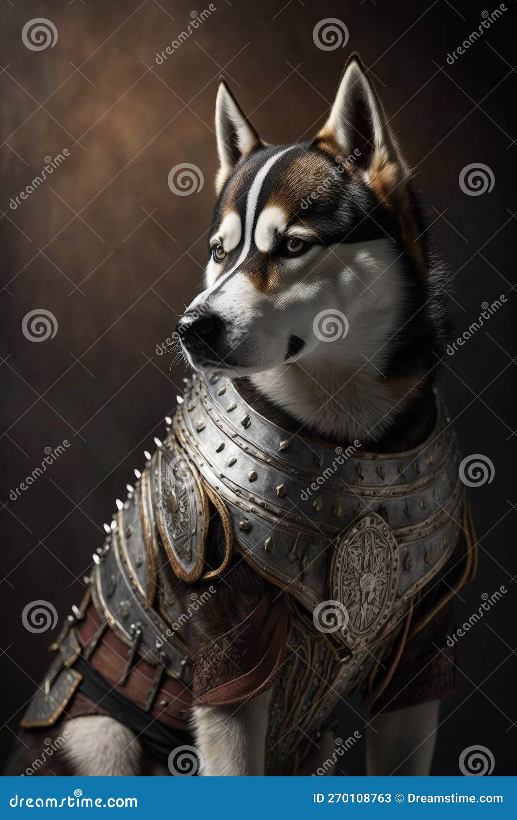 Siberian Husky Wearing a Medieval Armor. Generative AI Stock ...