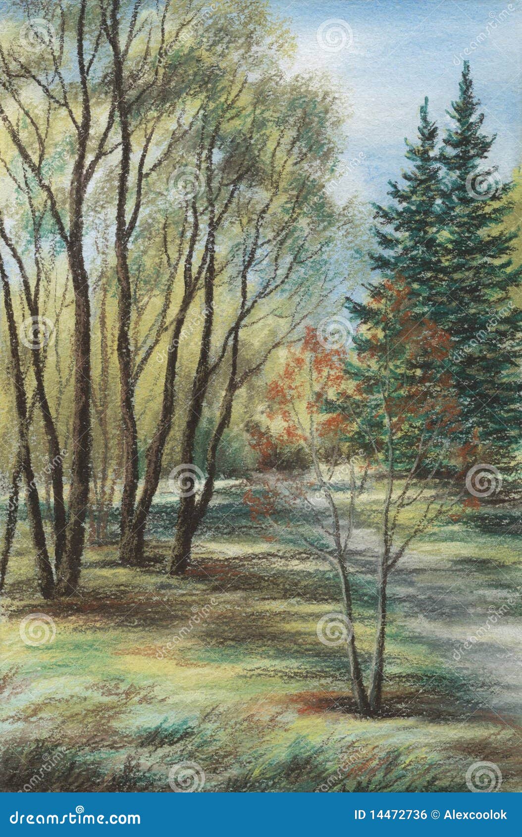 The Siberian Landscape, Pastel Stock Illustration - Illustration of ...