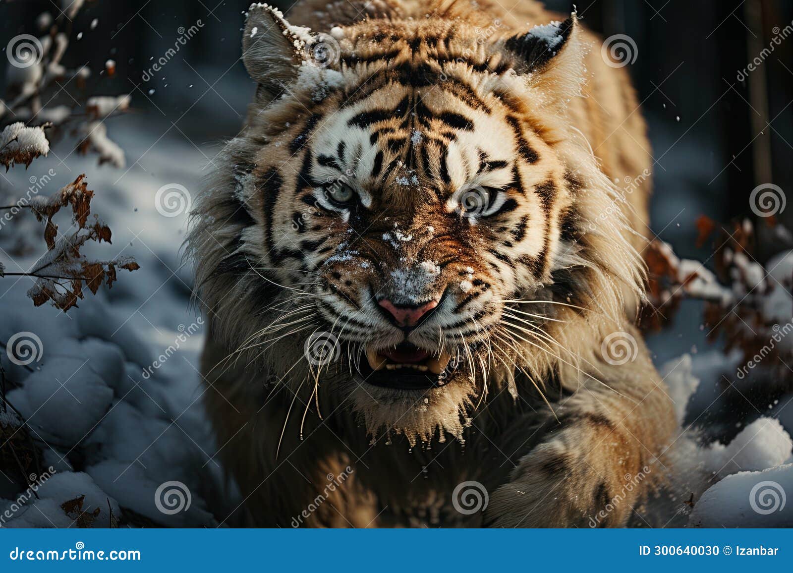 Siberian Tiger Charging You in the Snow Generative AI Stock ...