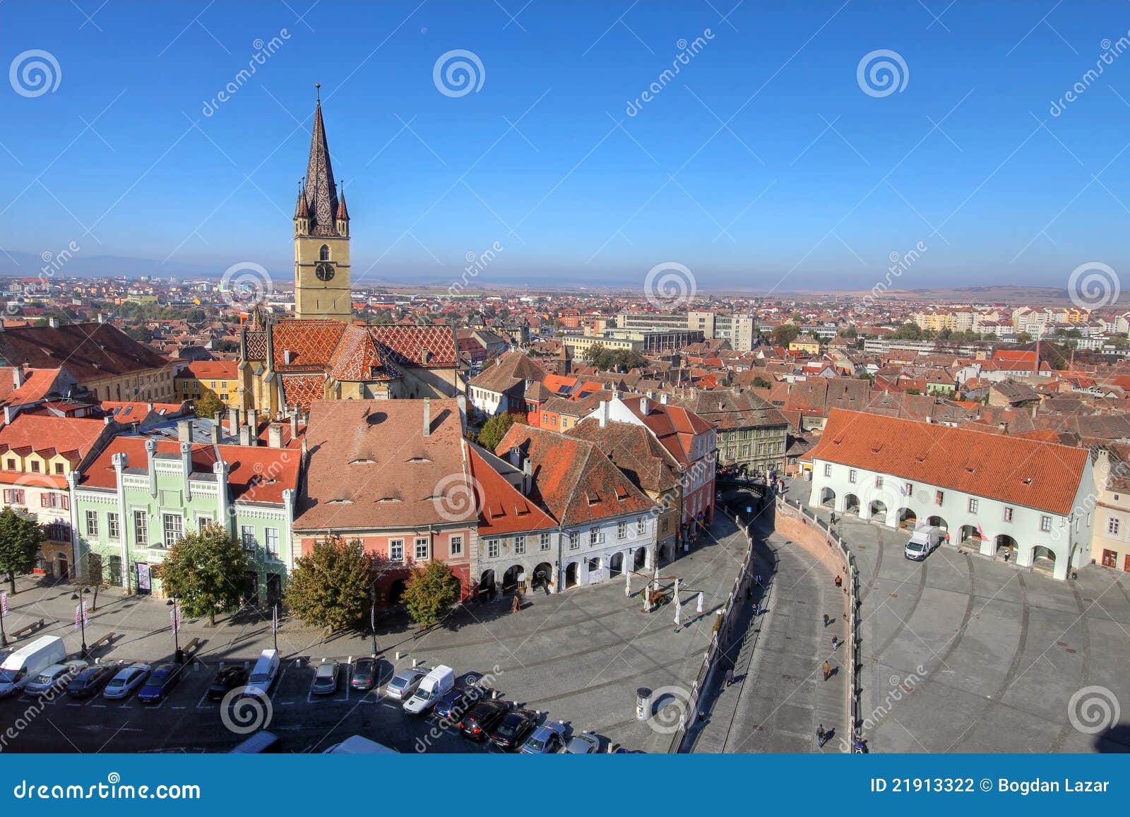 Sibiu aerial, Romania stock photo. Image of skyline, lower - 21913322