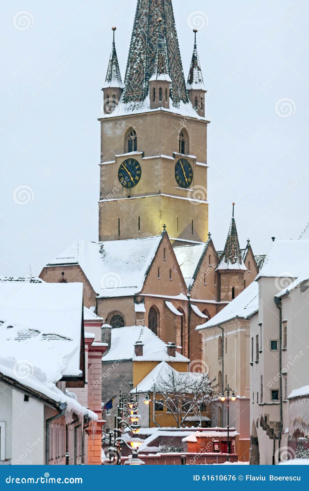 Sibiu in winter stock photo. Image of town, romania, urban - 61610676