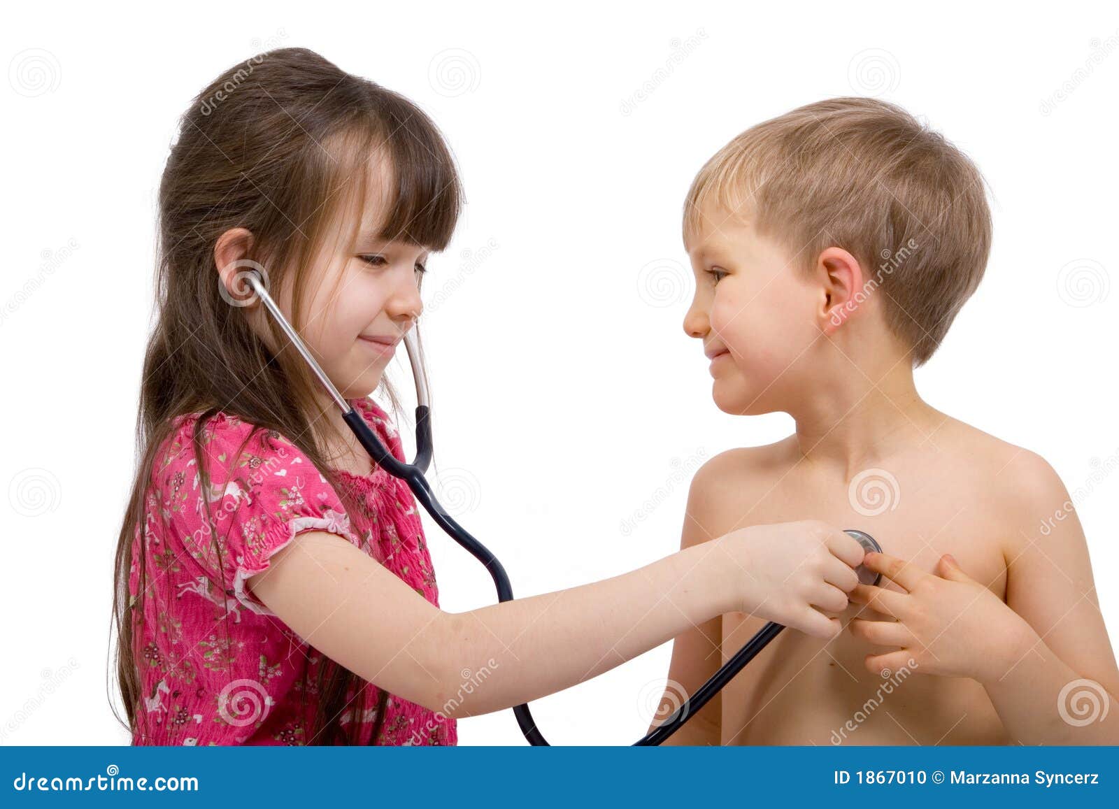 Sibling Checkup stock photo. Image of children, dramatize - 1867010
