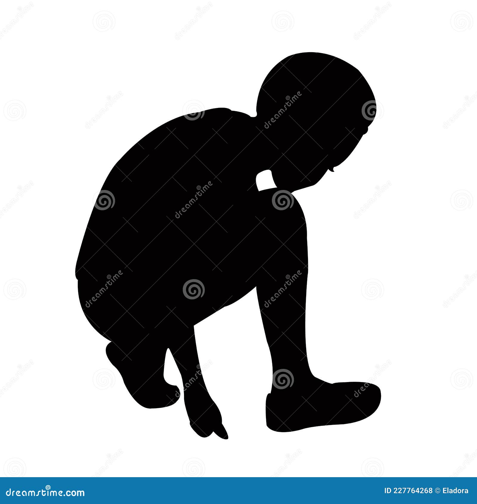 A Child, Kneeling Down Body Silhouette Vector Black Color Silhouette ...